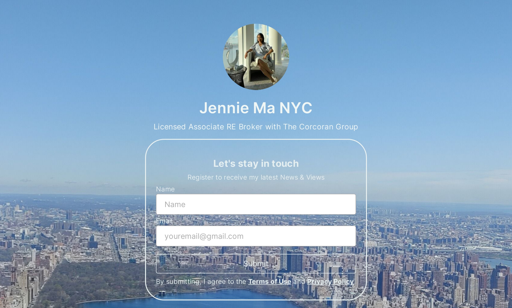 Corcoran NYC Luxury Real Estate Advisor, Jennie Ma