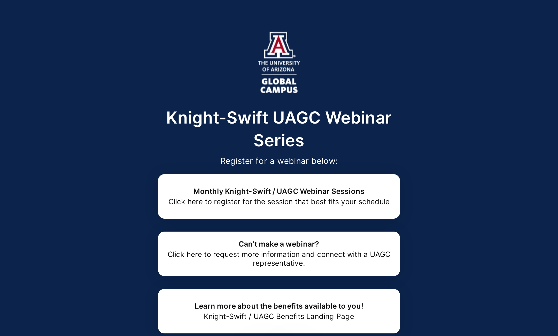 Knight-Swift UAGC Webinar Series' Flowpage