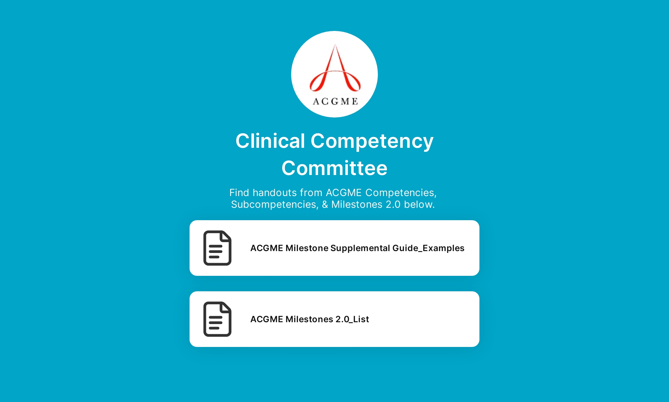 Clinical Competency Committee 's Flowpage