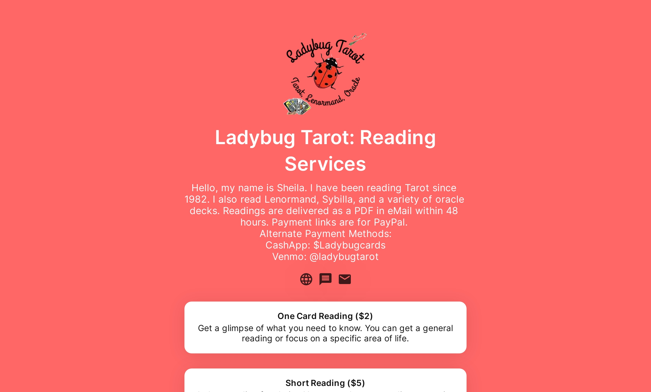 Ladybug Tarot: Reading Services' Flowpage