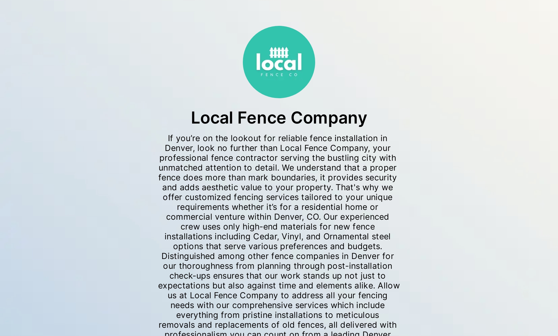 Local Fence Company's Flowpage