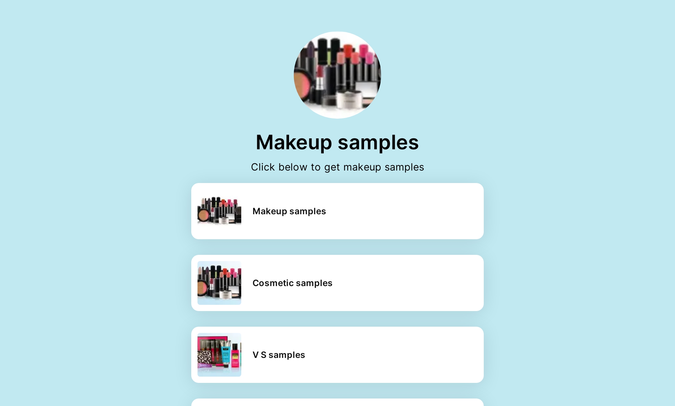 Makeup samples' Flowpage