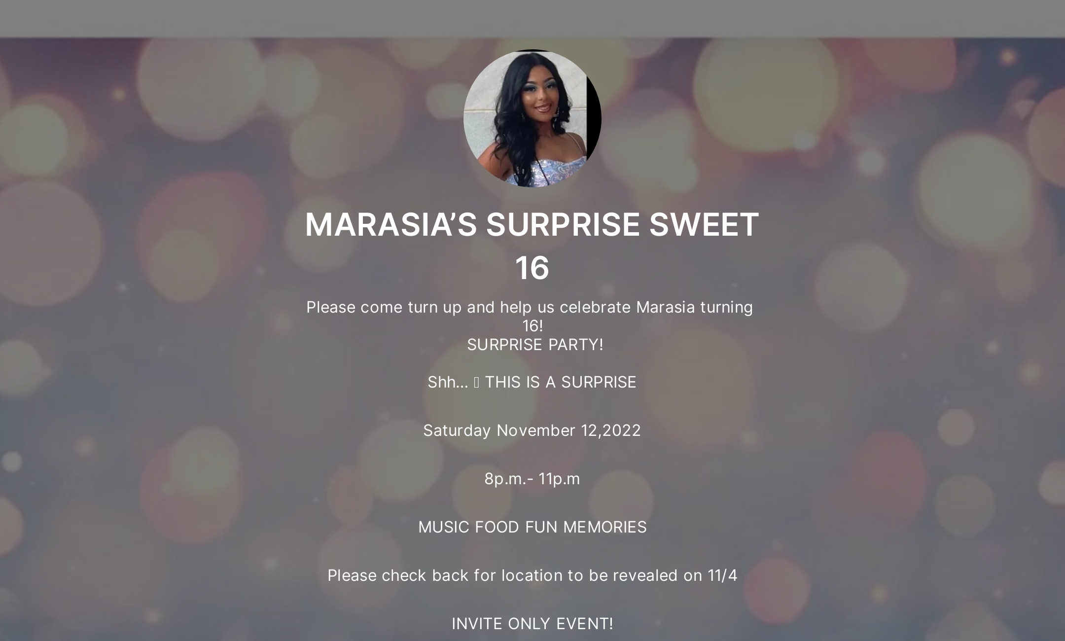 MARASIA’S SURPRISE SWEET 16's Flowpage