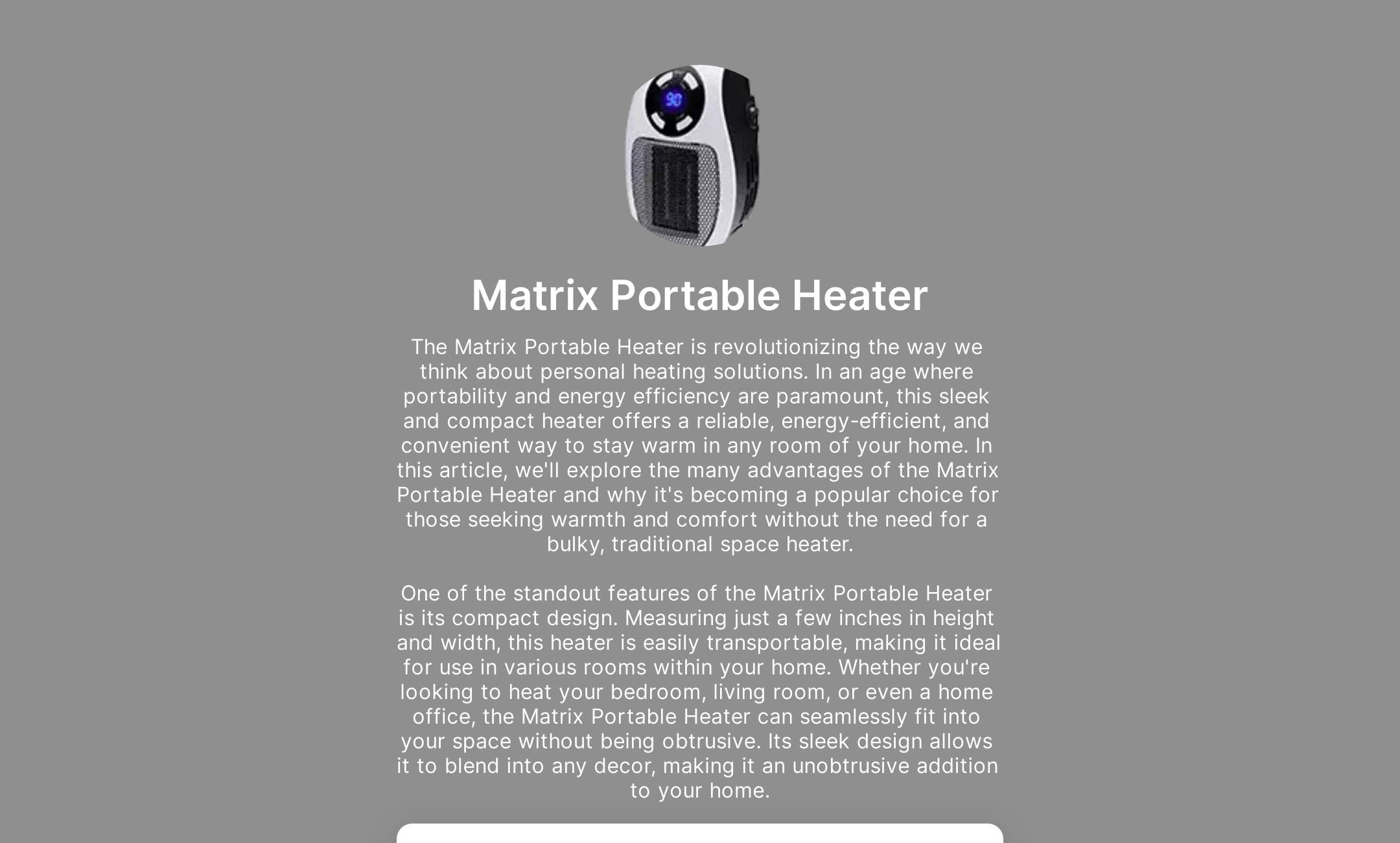 Matrix Portable Heater's Flowpage