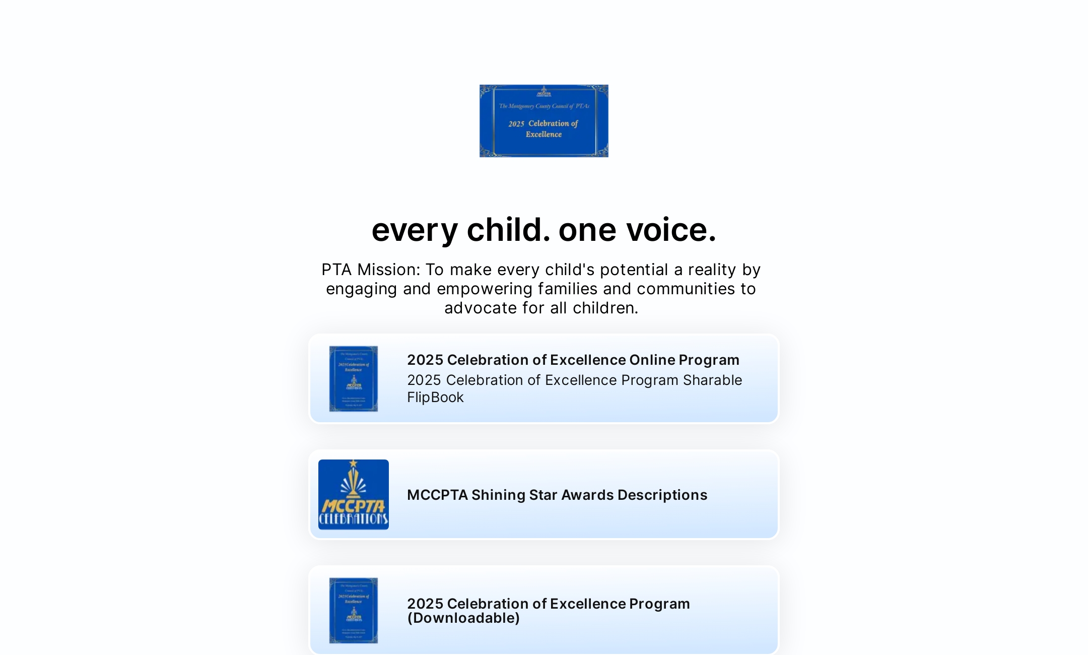 every child. one voice.'s Flowpage