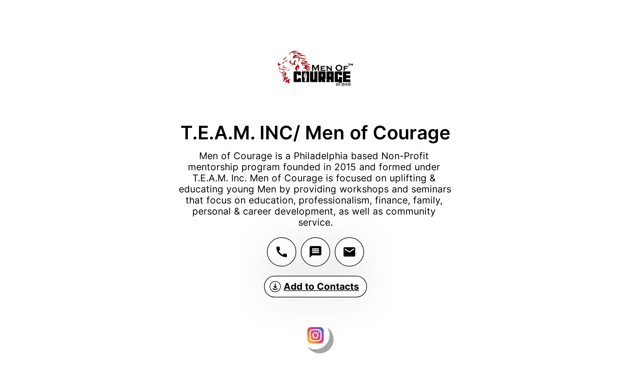 T.E.A.M. INC/ Men of Courage's Flowpage