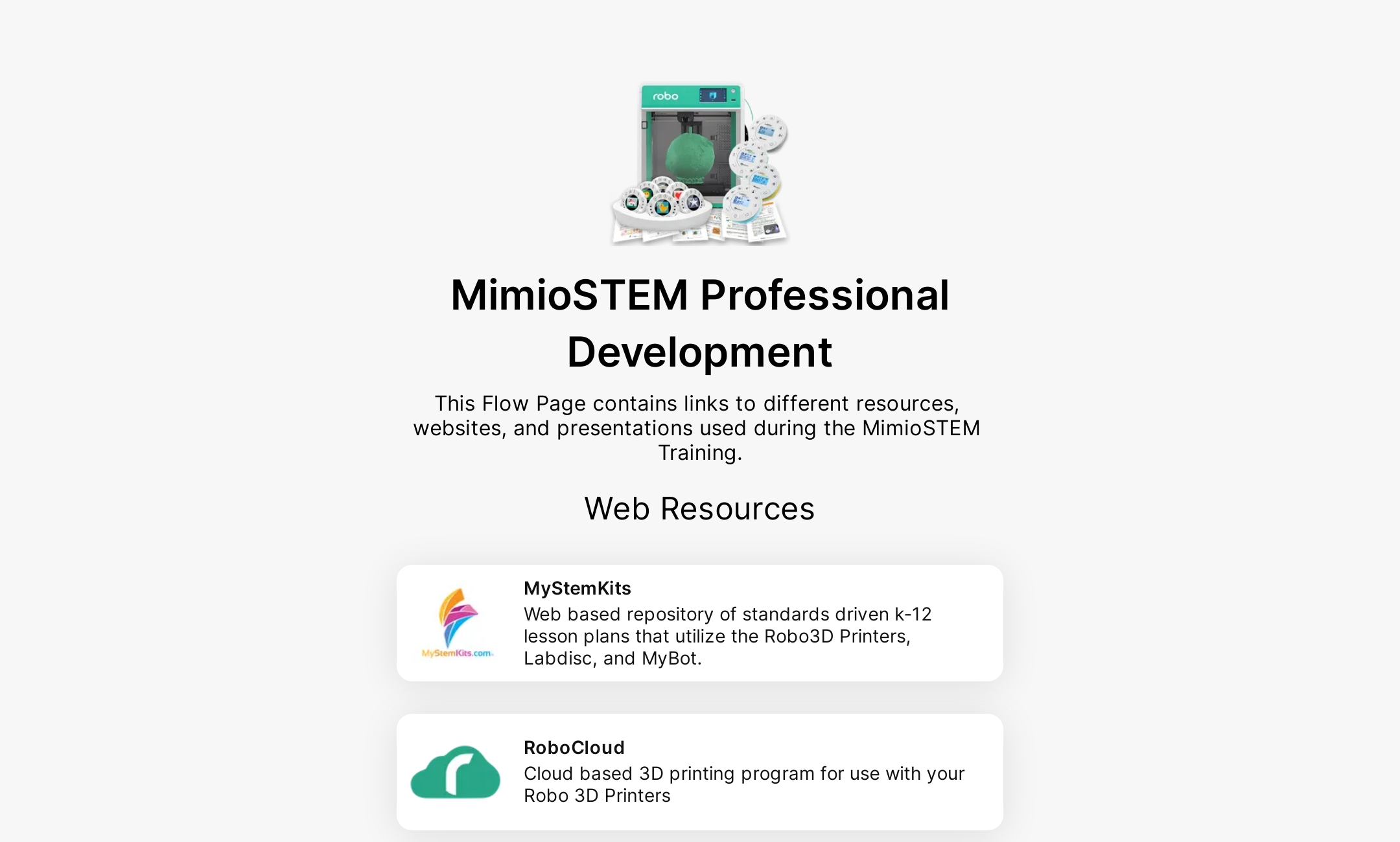 MimioSTEM Professional Development's Flowpage