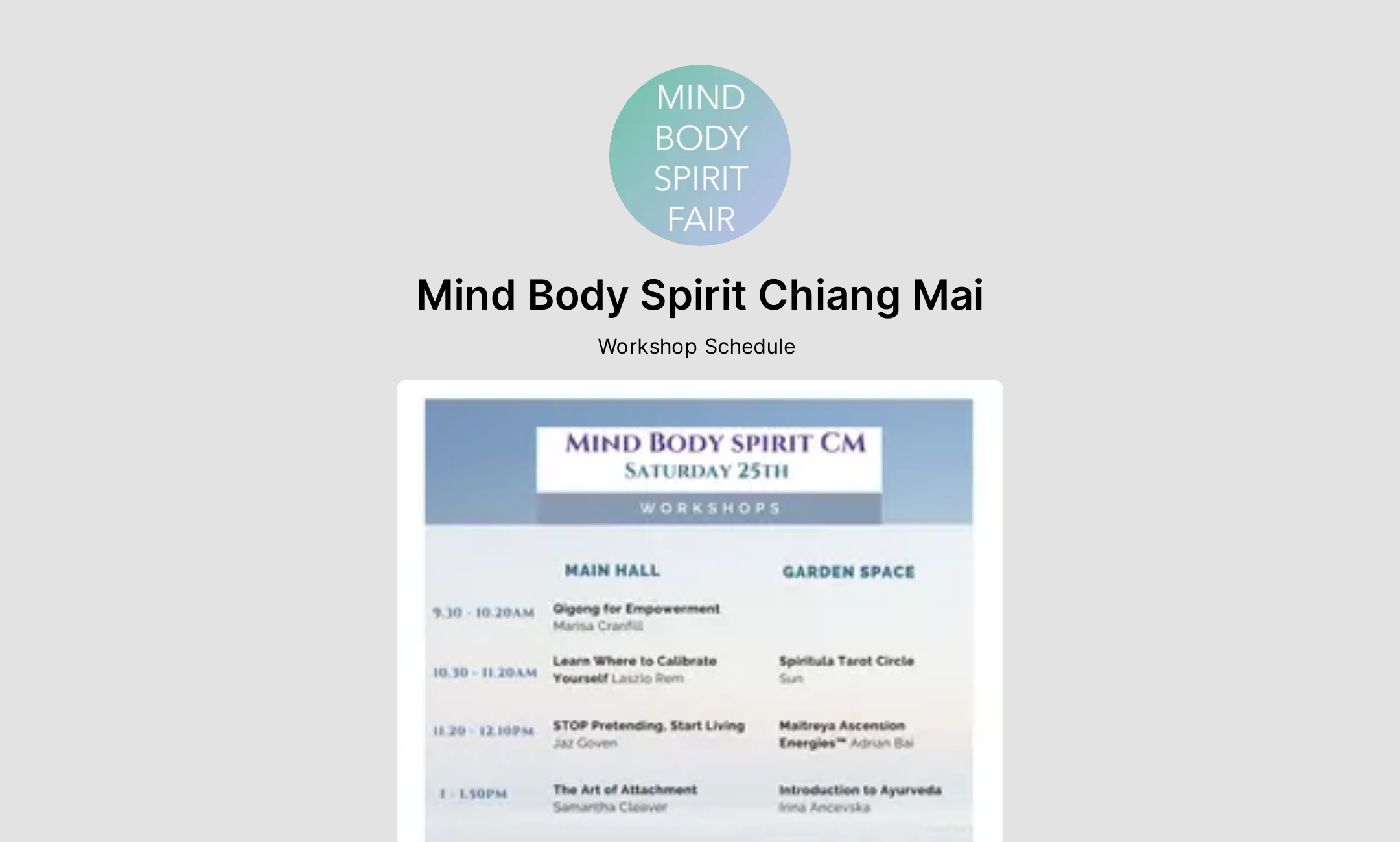 Mind Body Spirit Chiang Mai's Flowpage