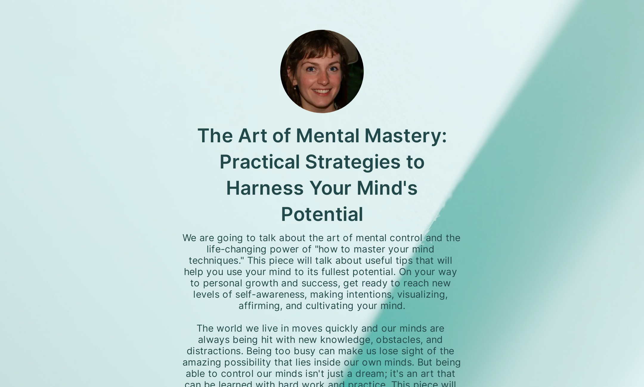 The Art of Mental Mastery: Practical Strategies to Harness Your Mind's ...