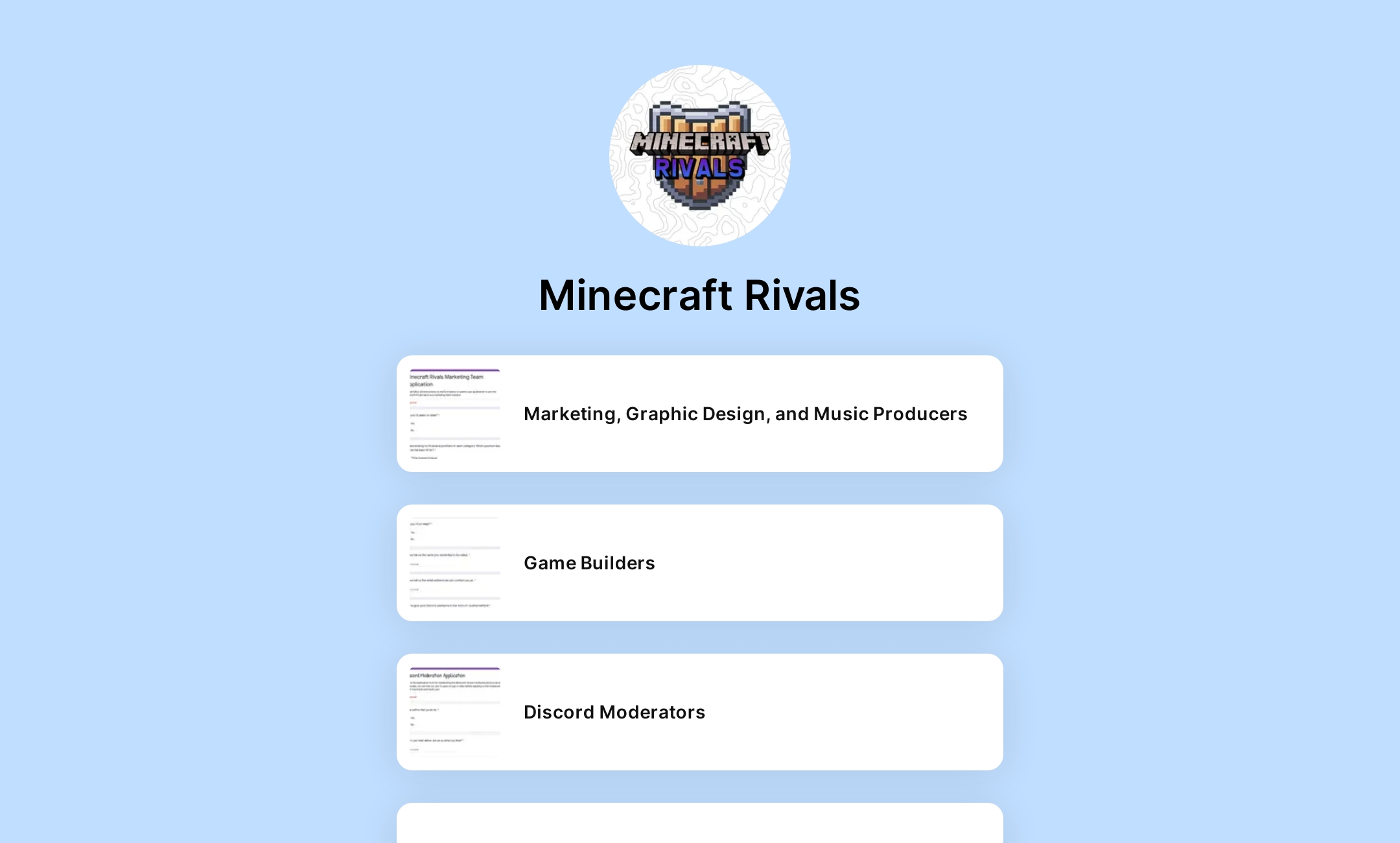 Minecraft Rivals' Flowpage