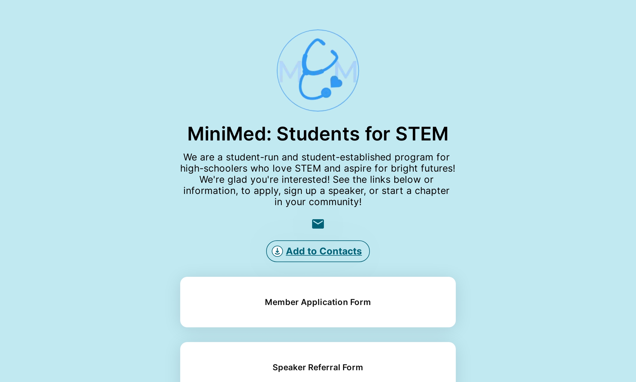 MiniMed: Students for STEM's Flowpage