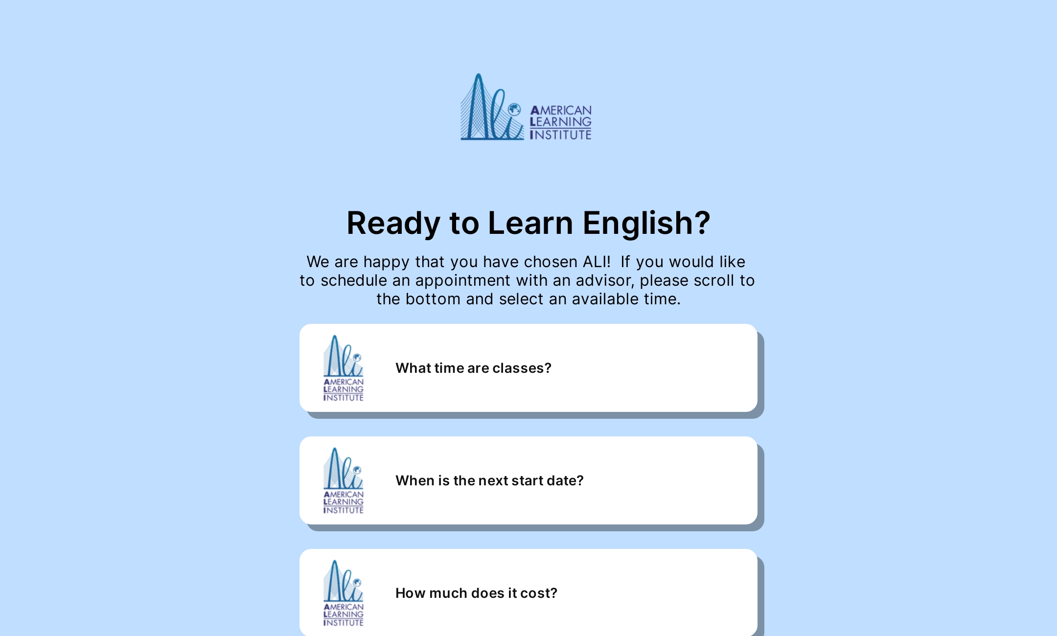 Ready to Learn English?'s Flowpage