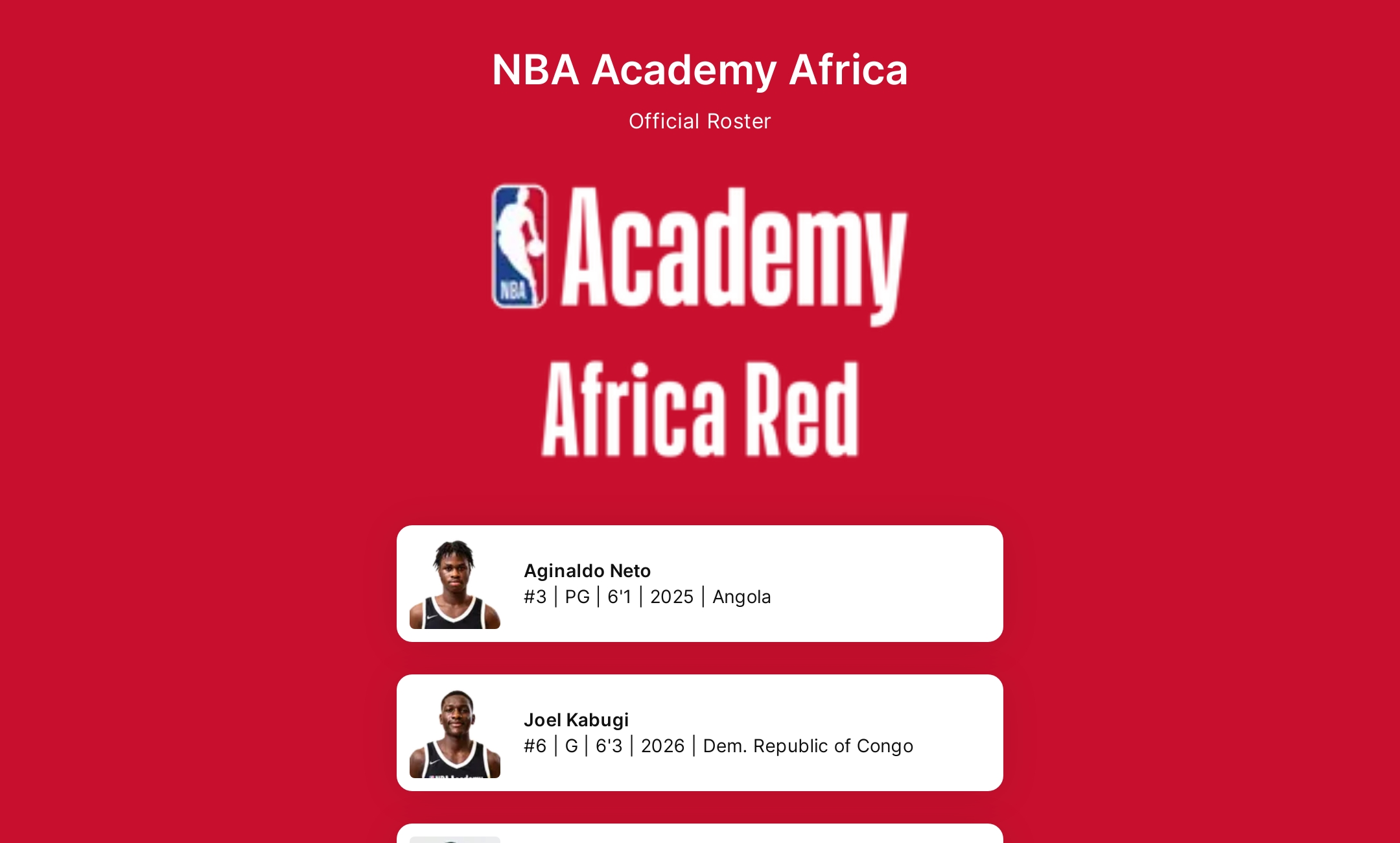 NBA Academy Africa's Flowpage