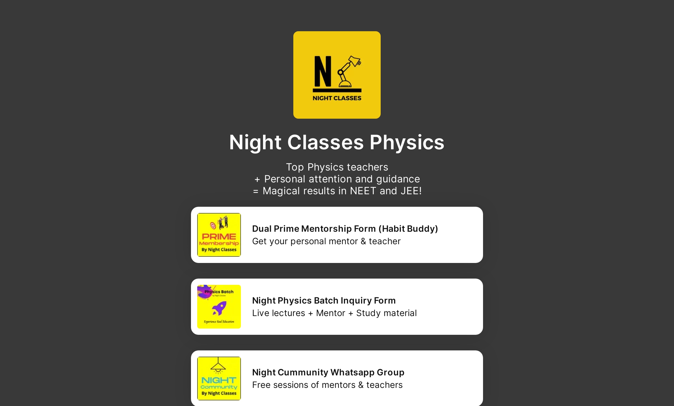 Night Classes Physics' Flowpage