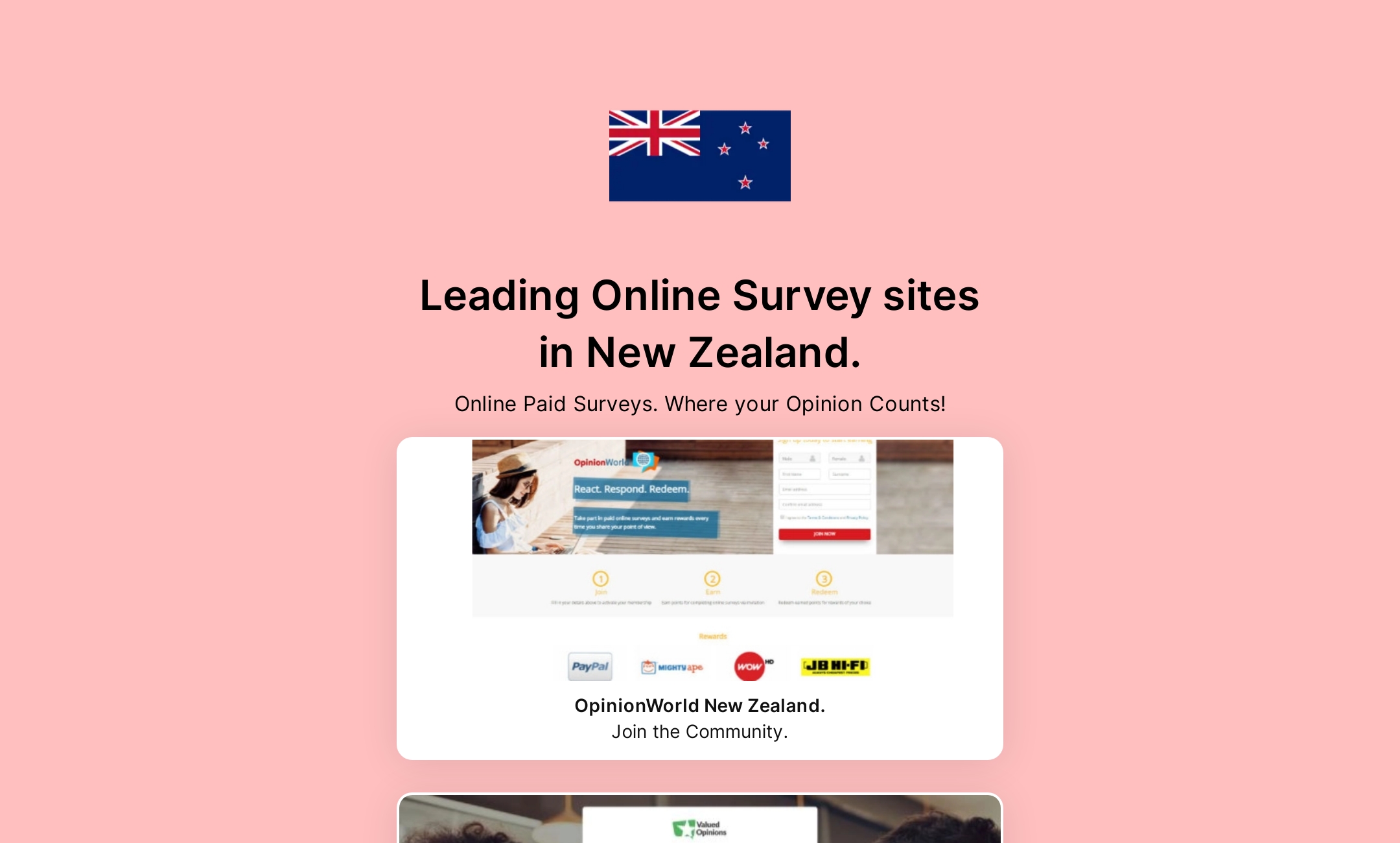 New Zealand's Leading Online Survey Sites.