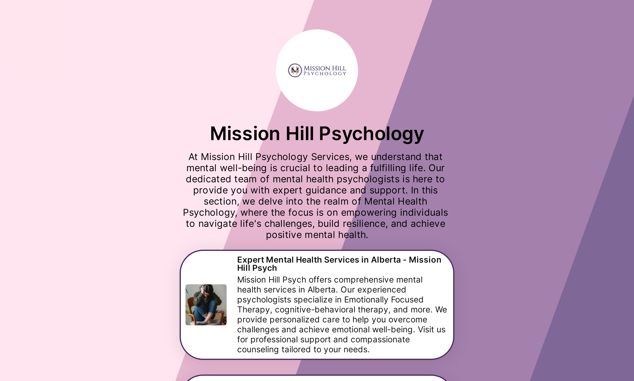 Comprehensive Mental Health Services | Mission Hill Psychology