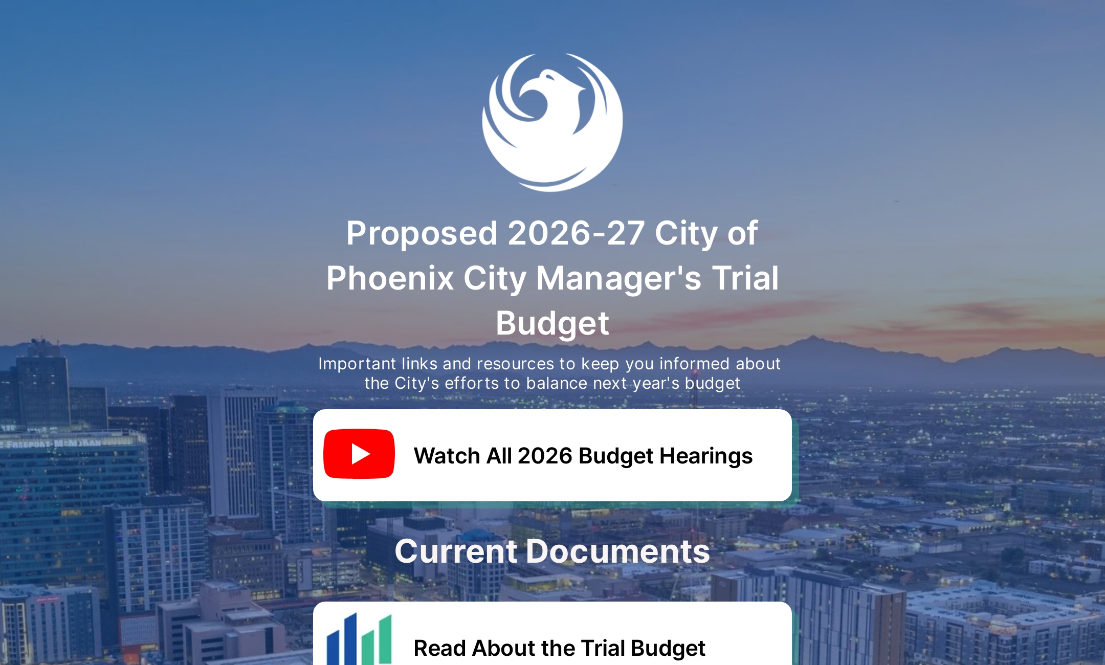 Proposed 2026-27 City of Phoenix City Manager's Trial Budget's Flowpage
