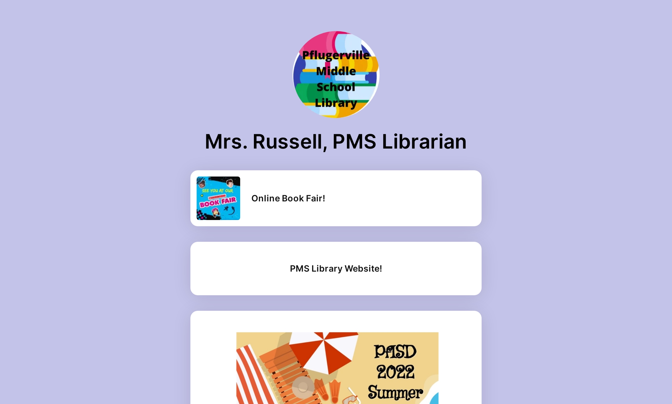 Mrs. Russell, PMS Librarian's Flowpage