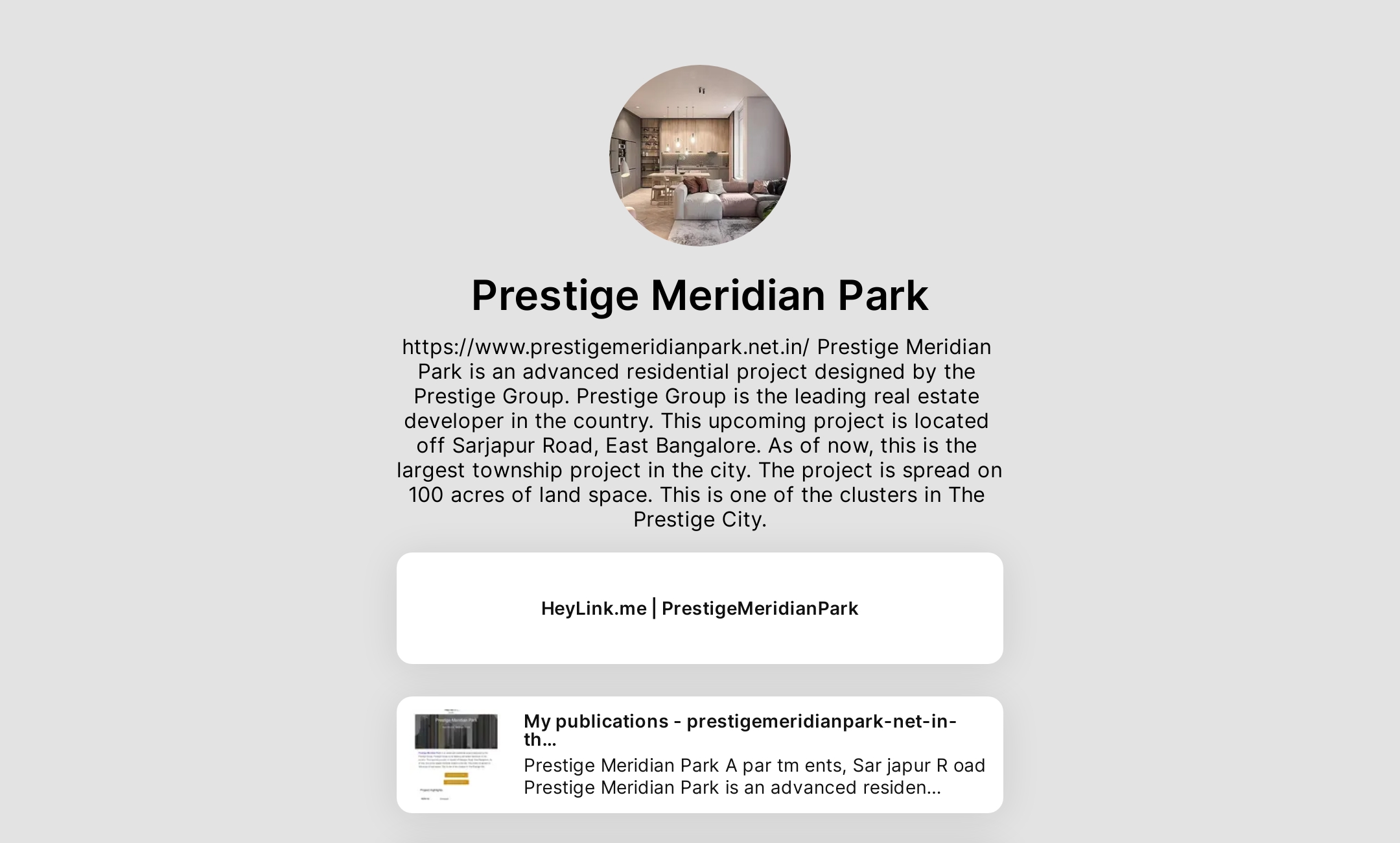 Prestige Meridian Park's Flowpage