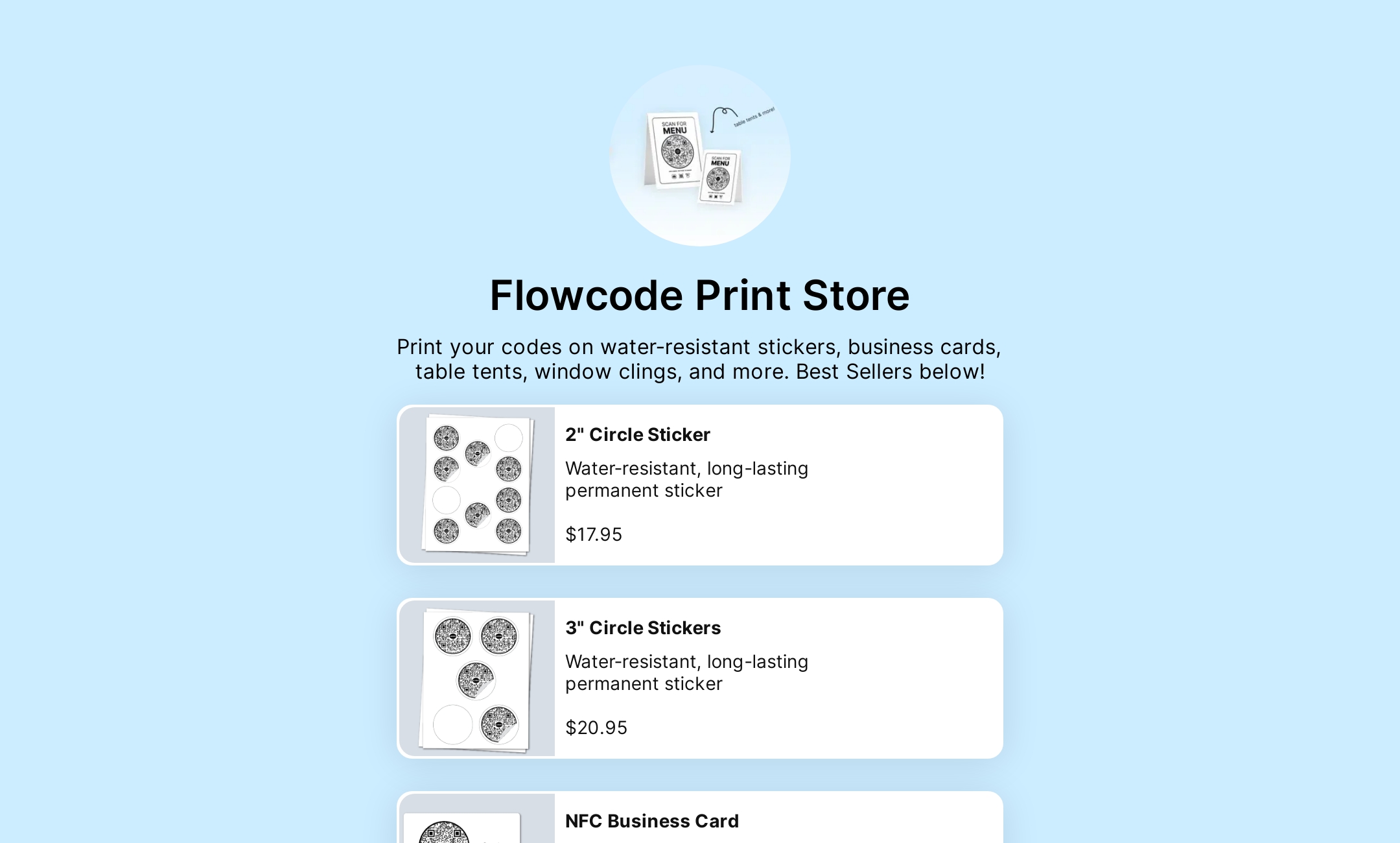 Flowcode Print Store's Flowpage
