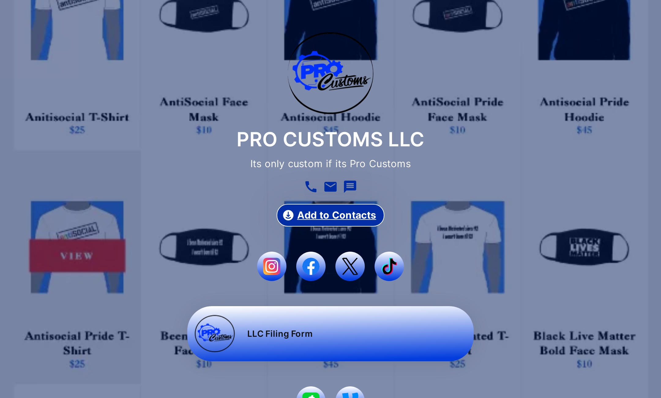 PRO CUSTOMS LLC's Flowpage