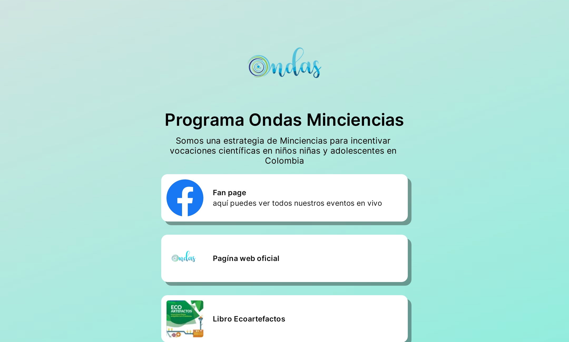 Programa Ondas Minciencias' Flowpage