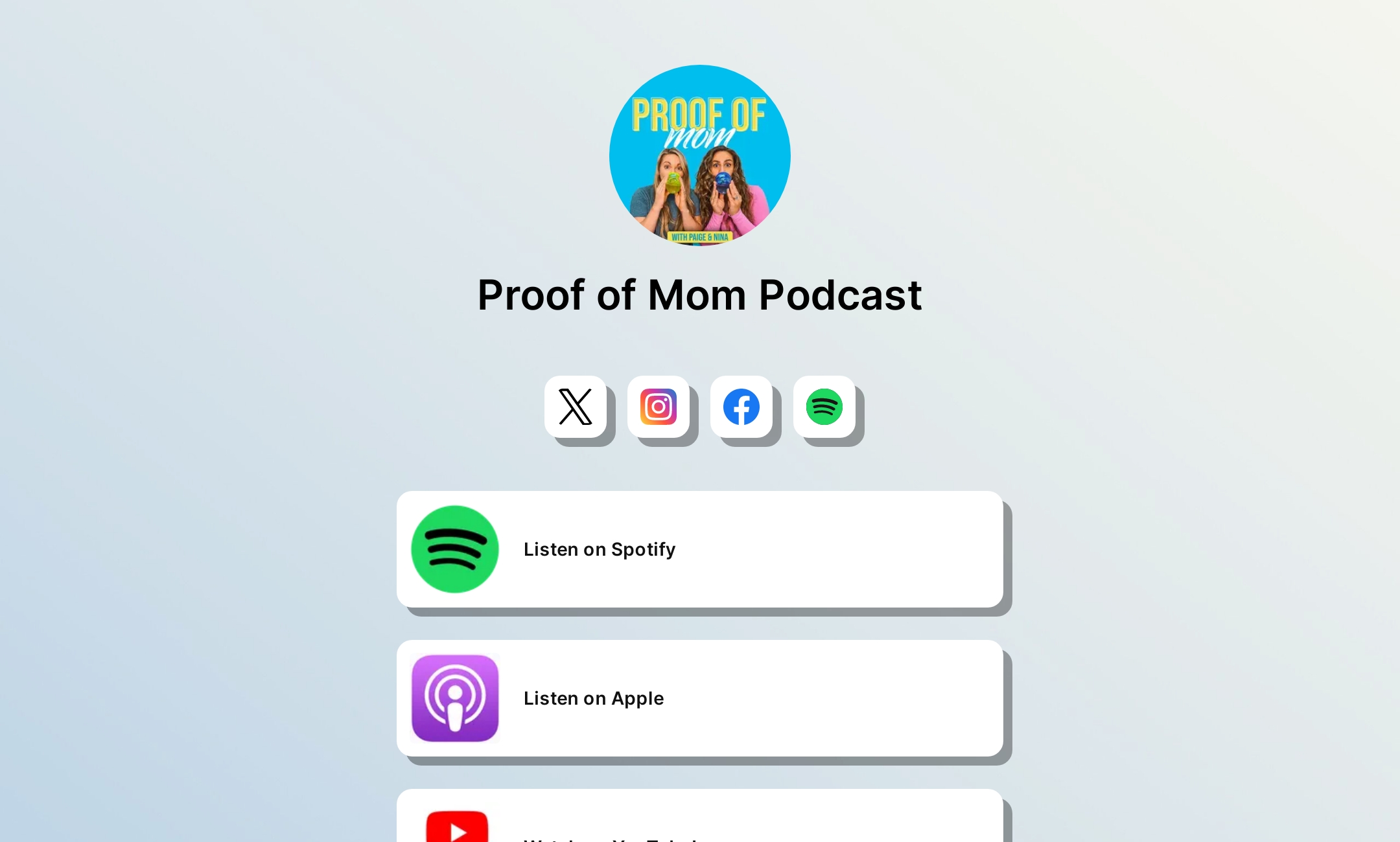 Proof of Mom Podcast's Flowpage