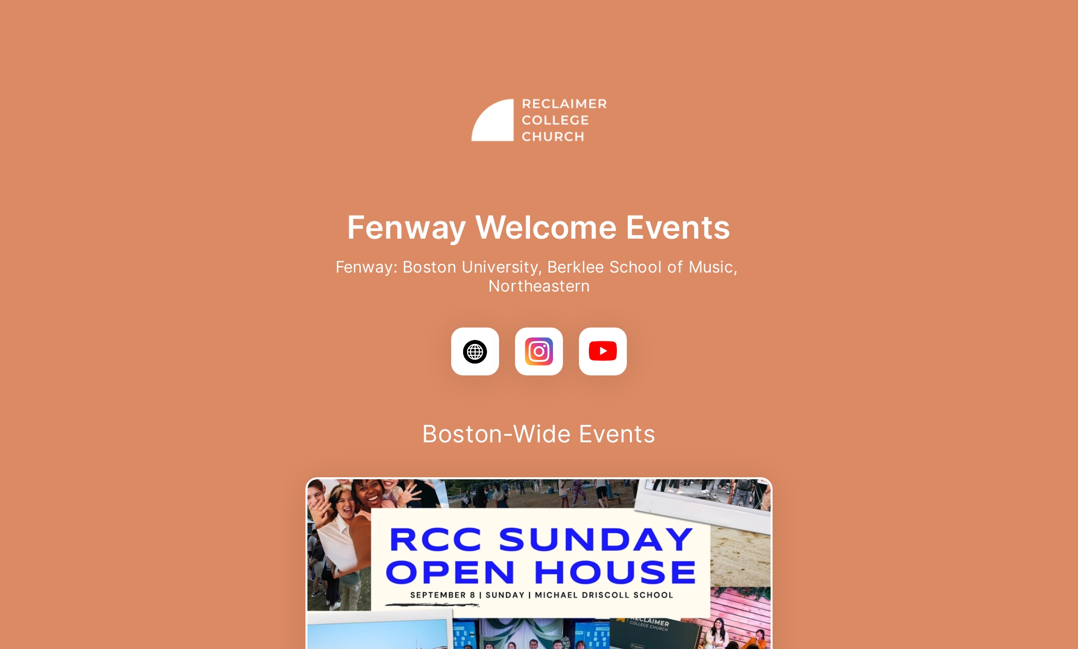 Fenway Welcome Events' Flowpage