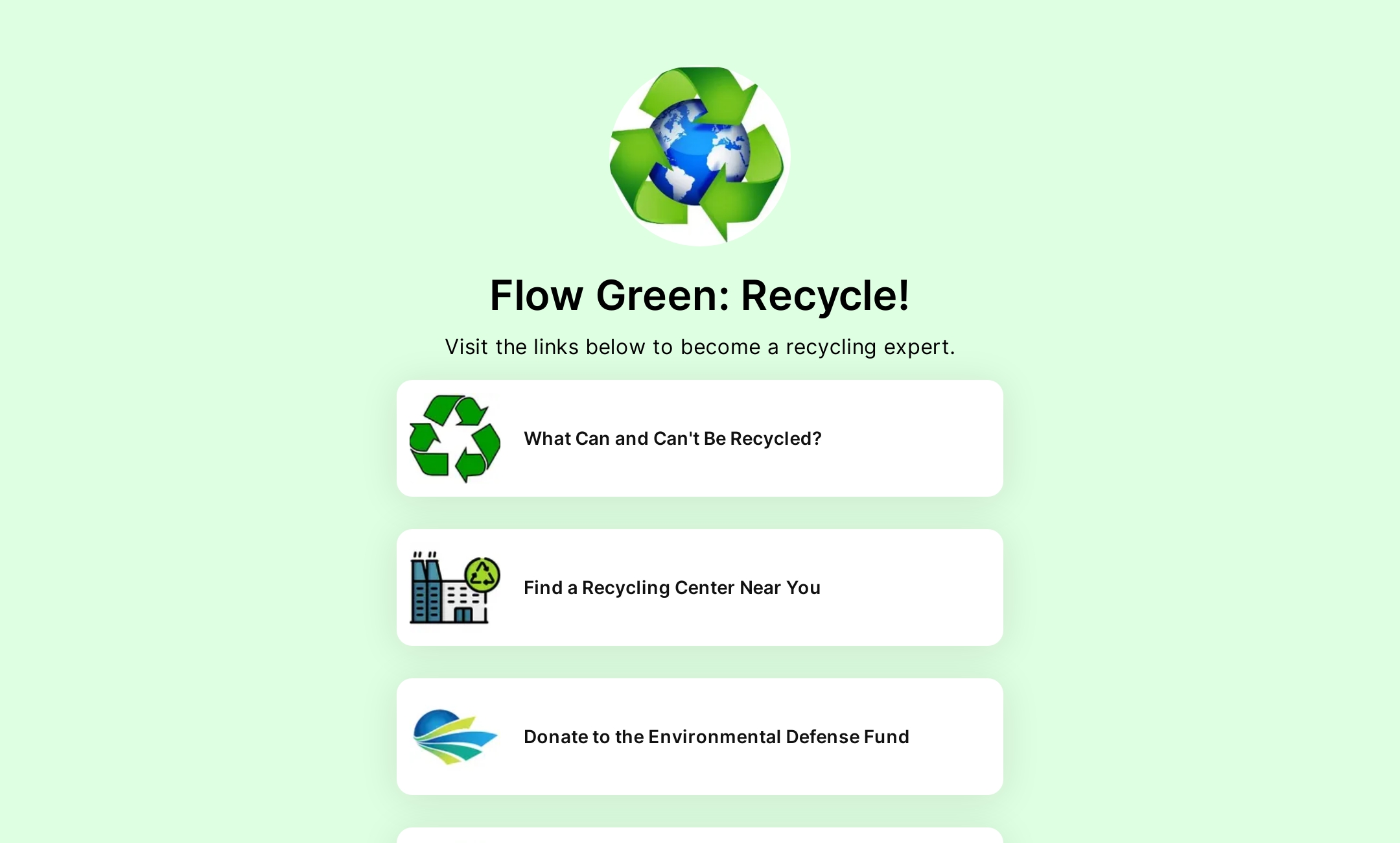 Flow Green: Recycle!'s Flowpage