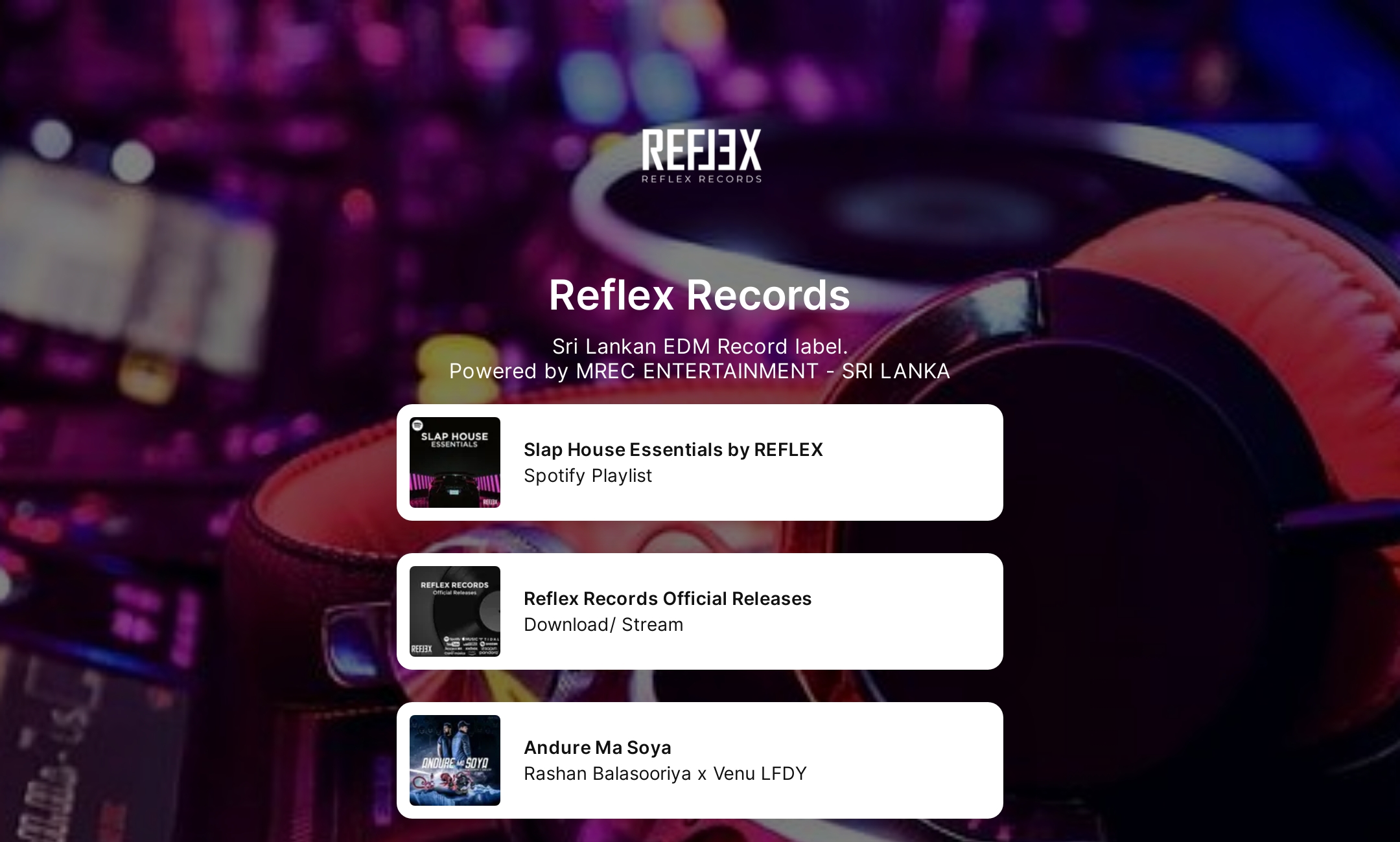 Reflex Records' Flowpage