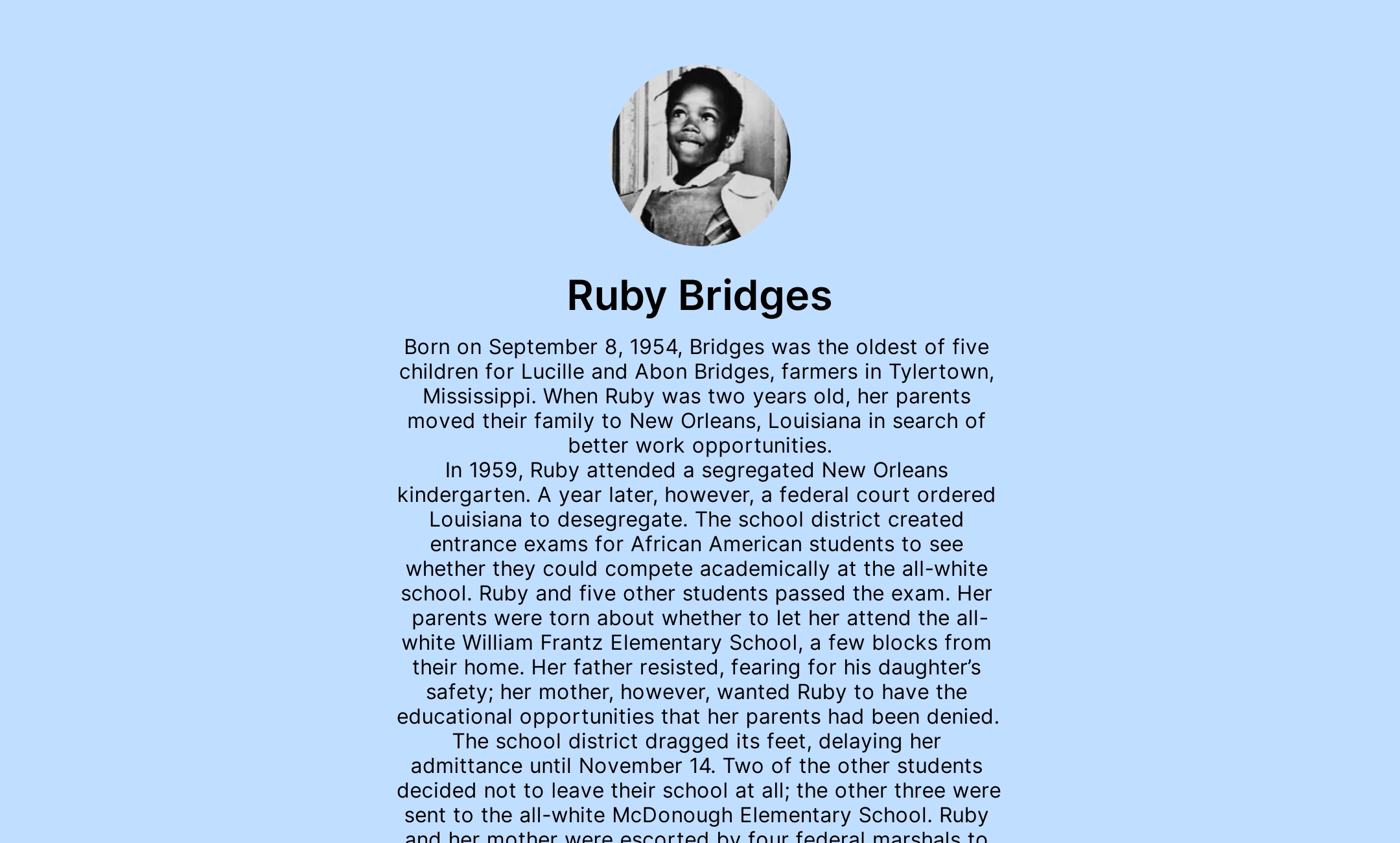 Ruby Bridges' Flowpage