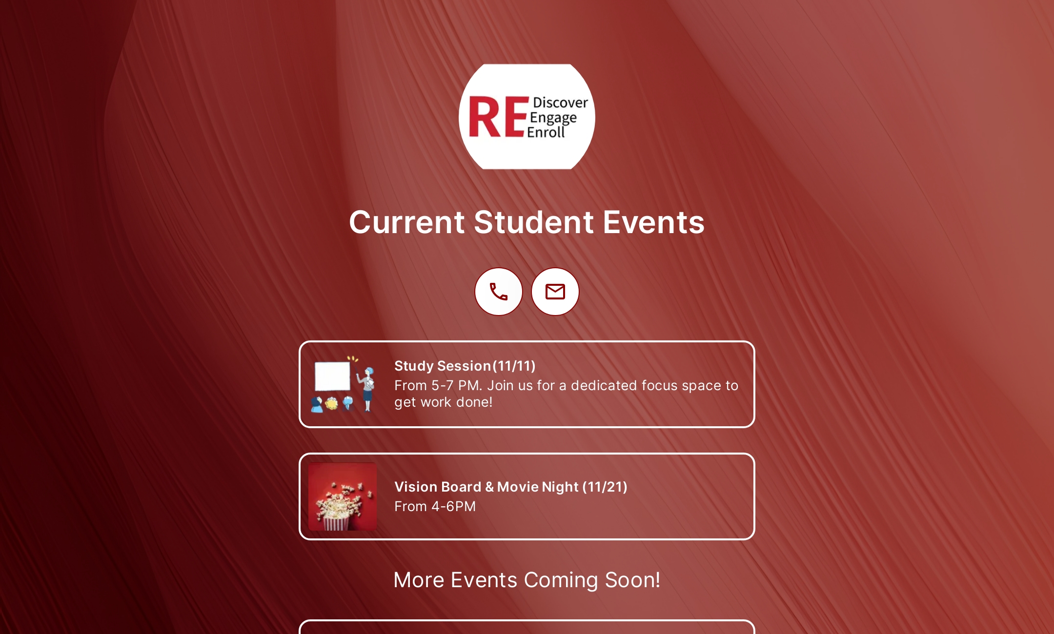 Current Student Events' Flowpage