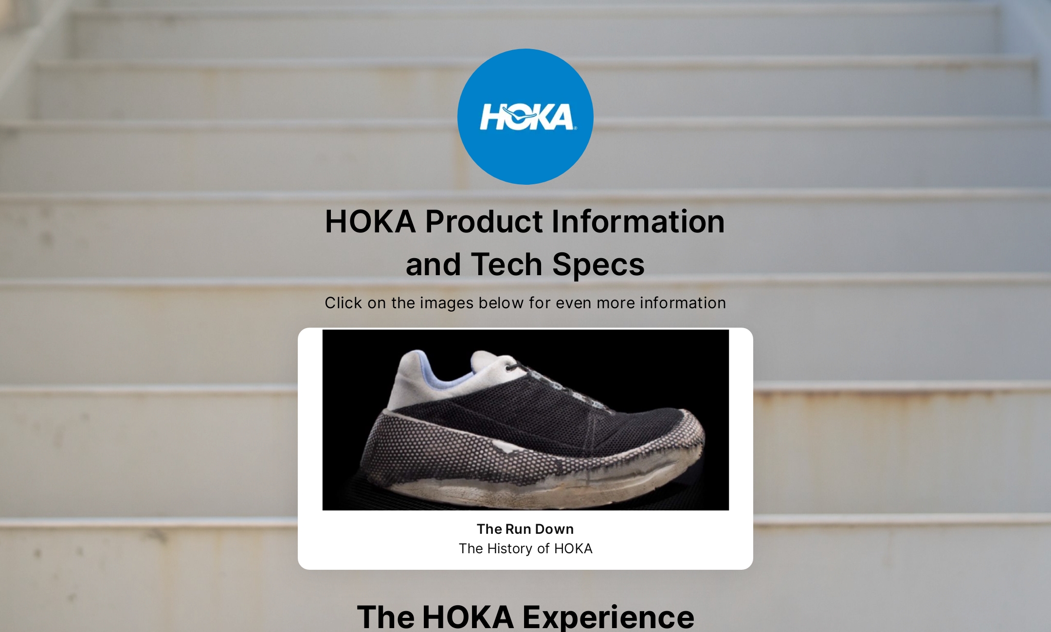 HOKA Product Information and Tech Specs' Flowpage