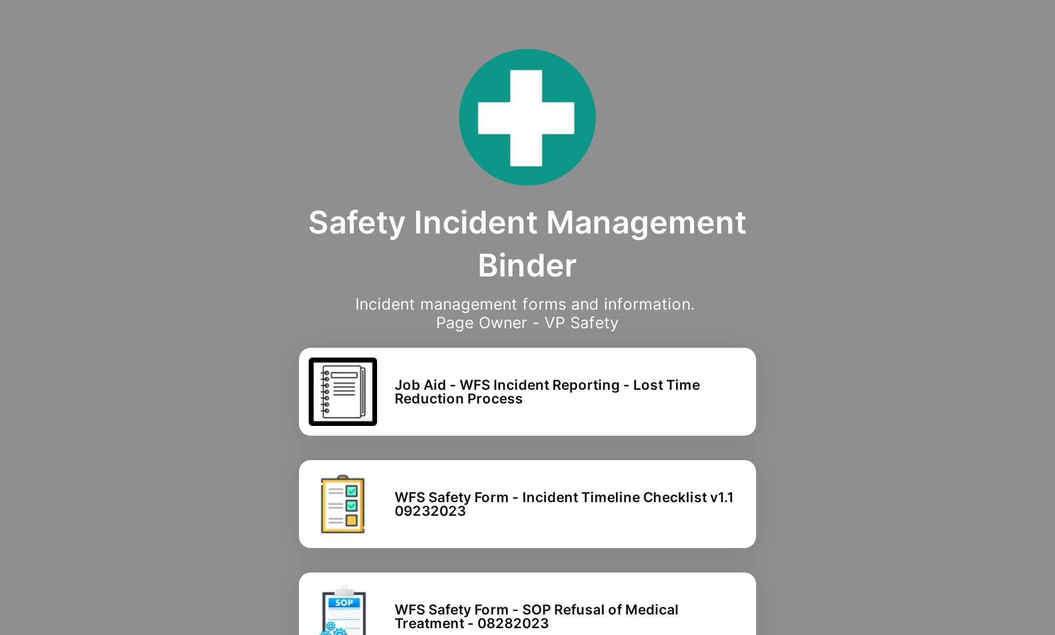 Safety Incident Management Binder's Flowpage