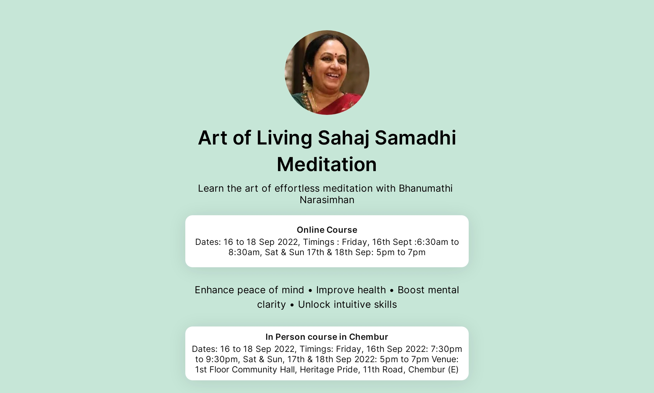 Art of Living Sahaj Samadhi Meditation 's Flowpage
