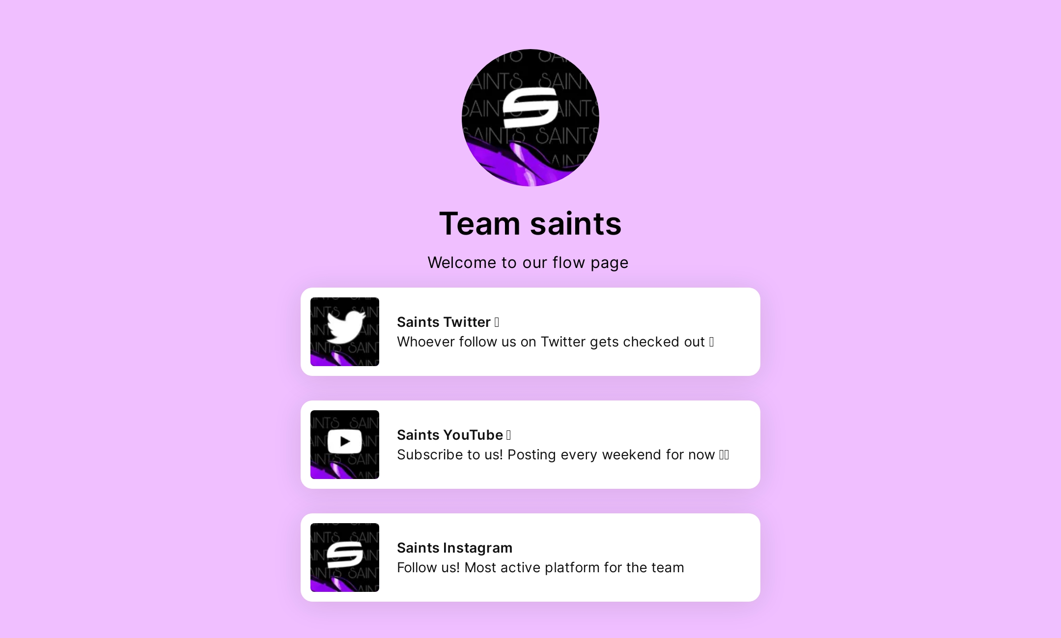 Team saints 's Flowpage