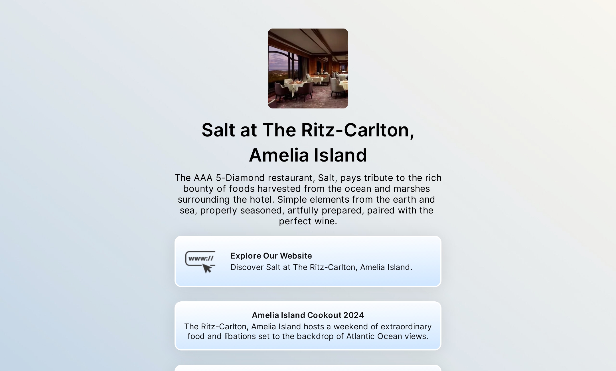 Salt at The Ritz-Carlton, Amelia Island's Flowpage