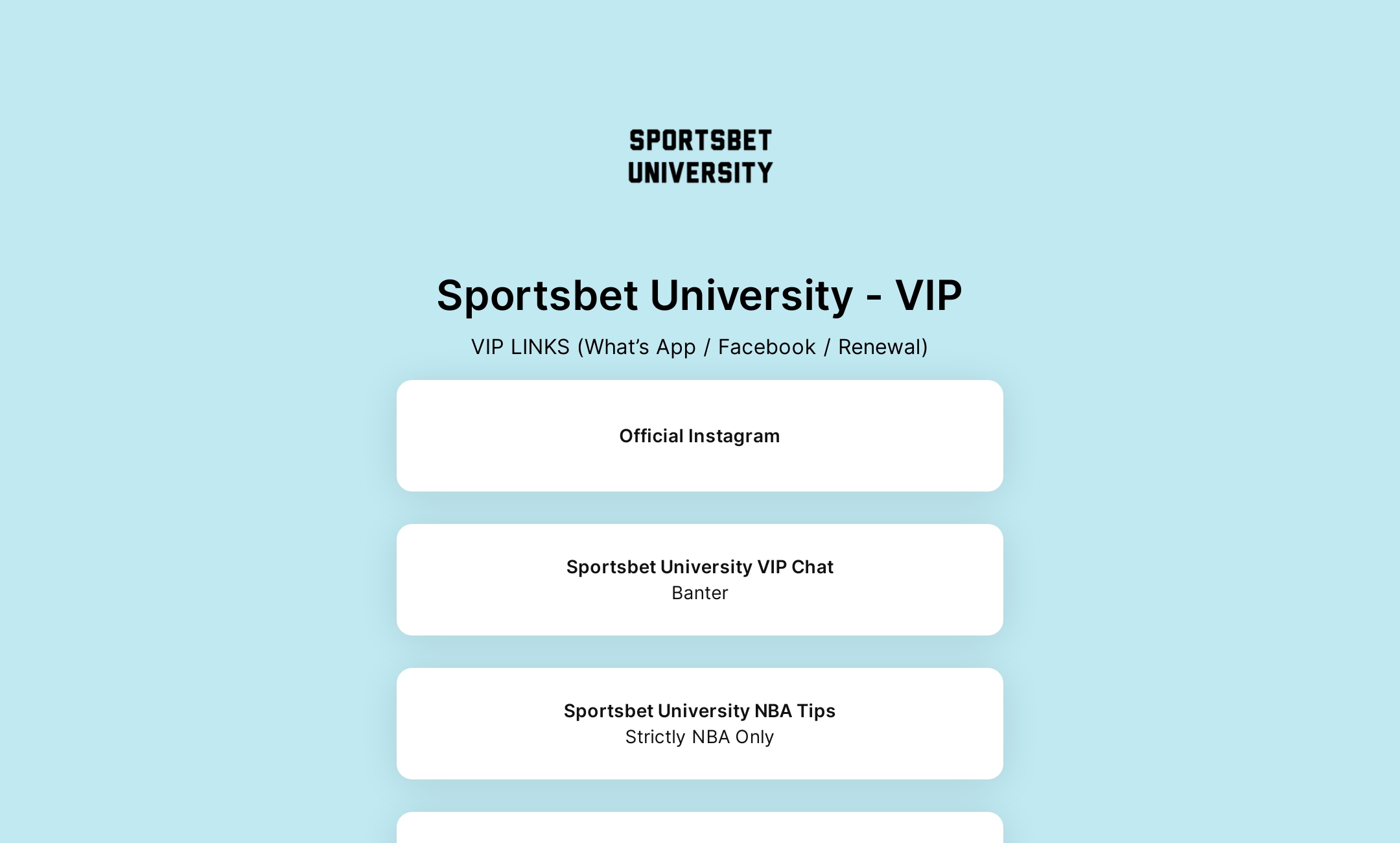 Sportsbet University - VIP's Flowpage