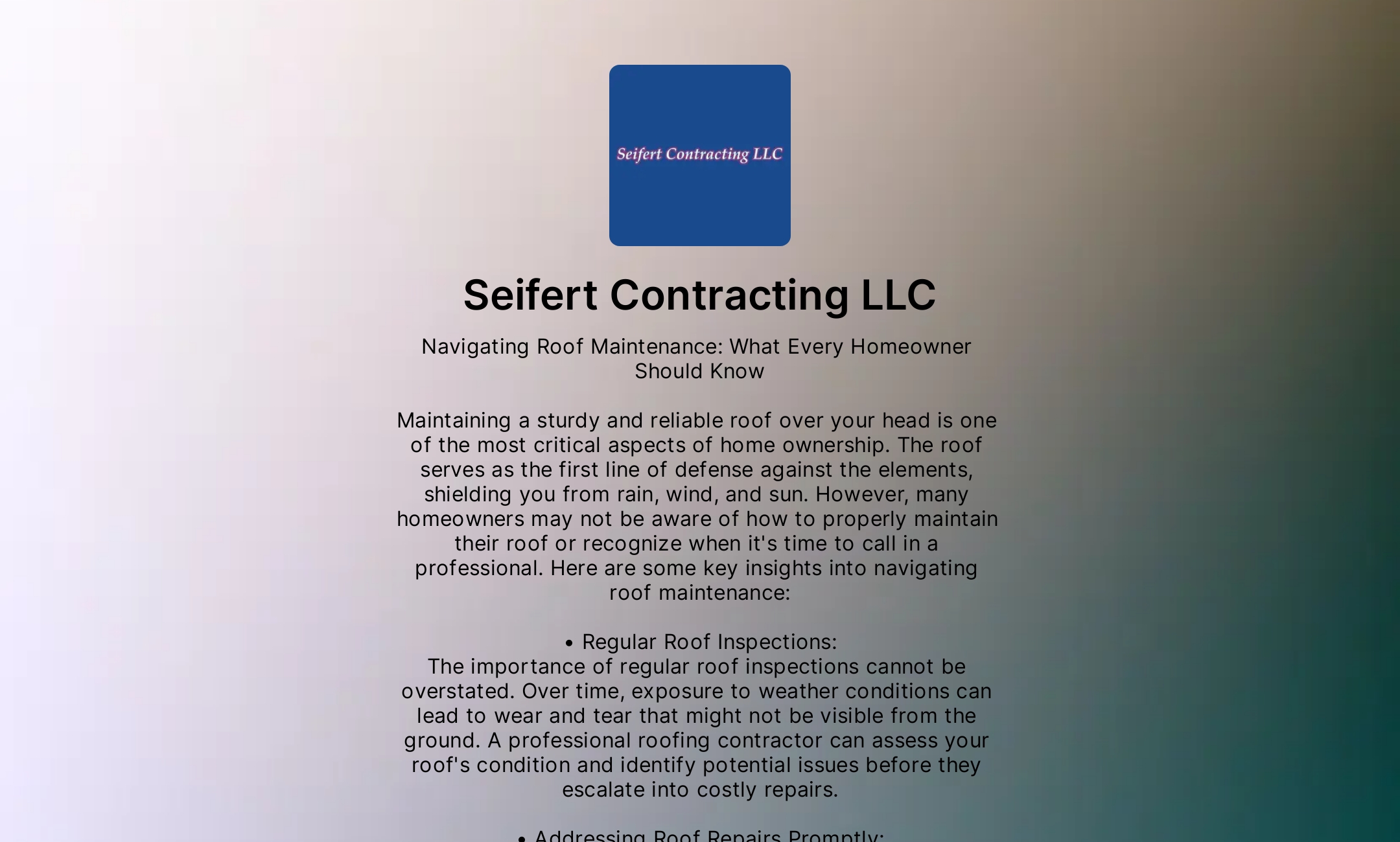 Seifert Contracting LLC's Flowpage