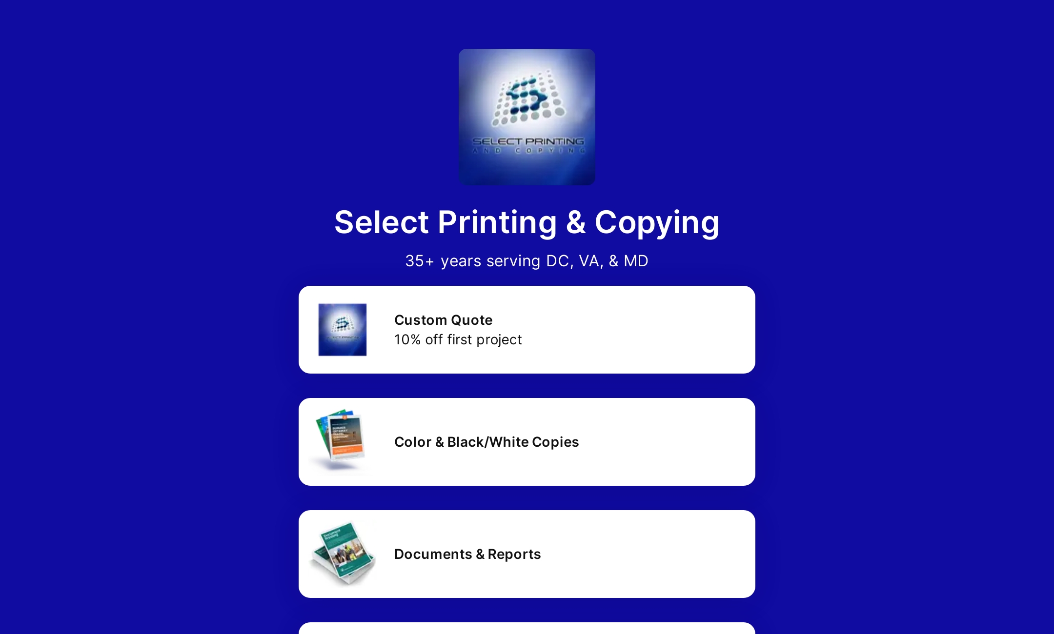 Select Printing & Copying's Flowpage