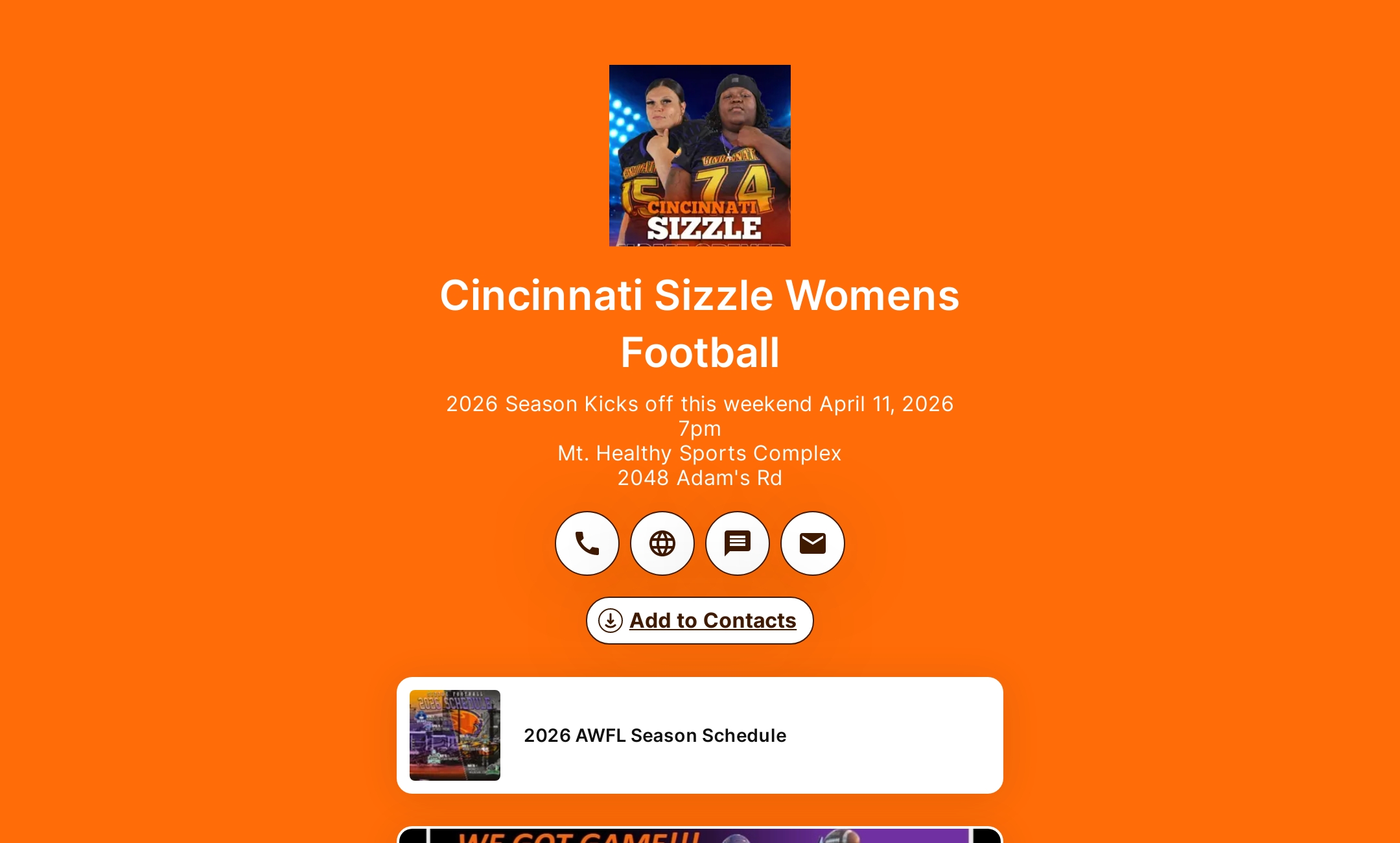 Cincinnati Sizzle Womens Football's Flowpage