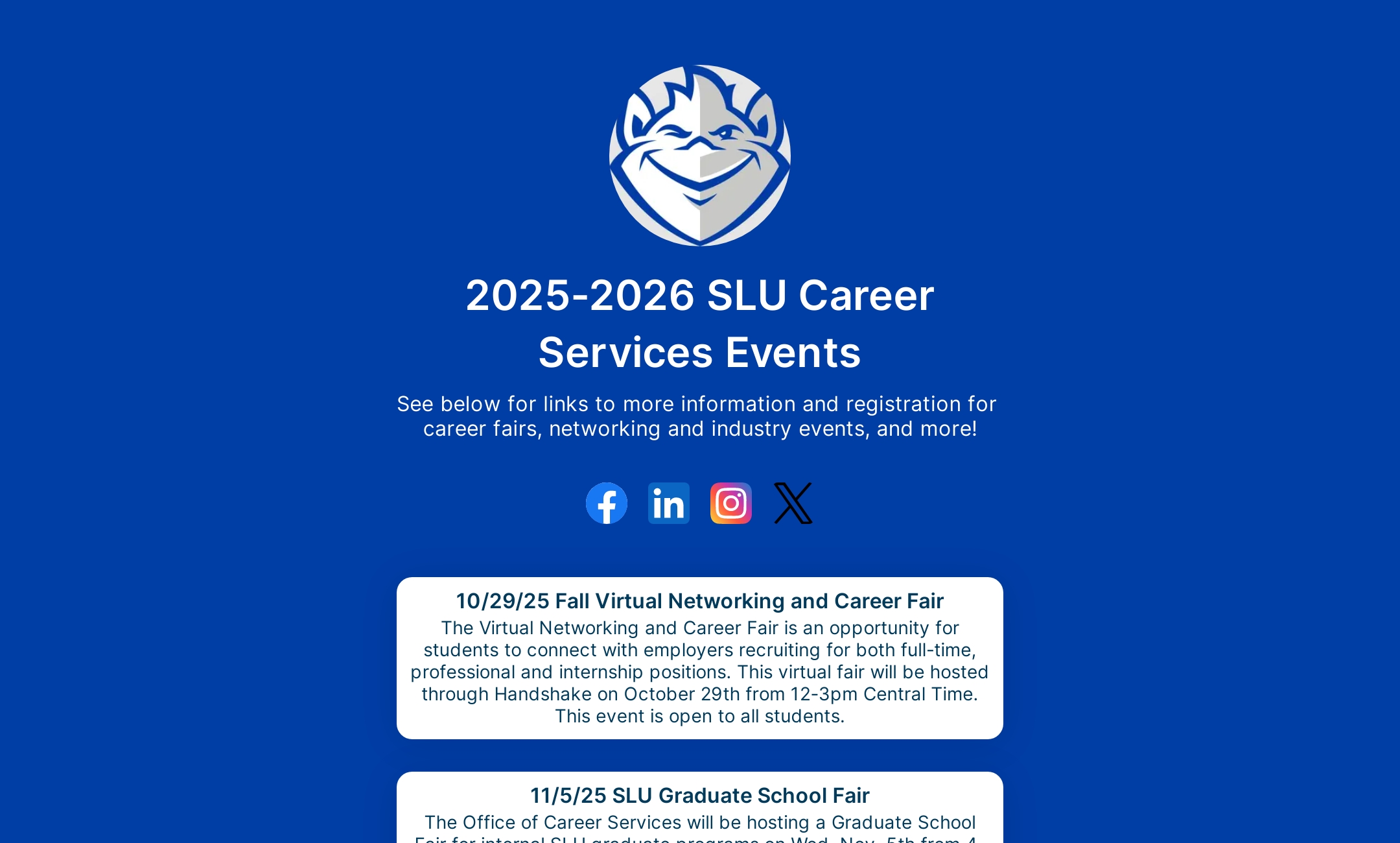 2025-2026 SLU Career Services Events' Flowpage