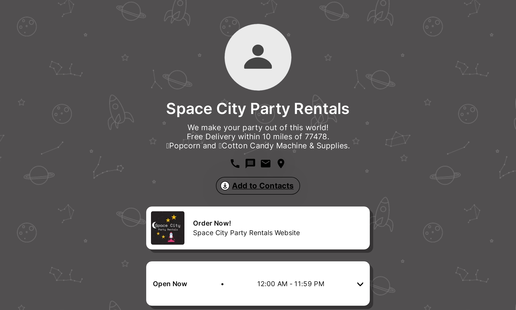 Space City Party Rentals' Flowpage
