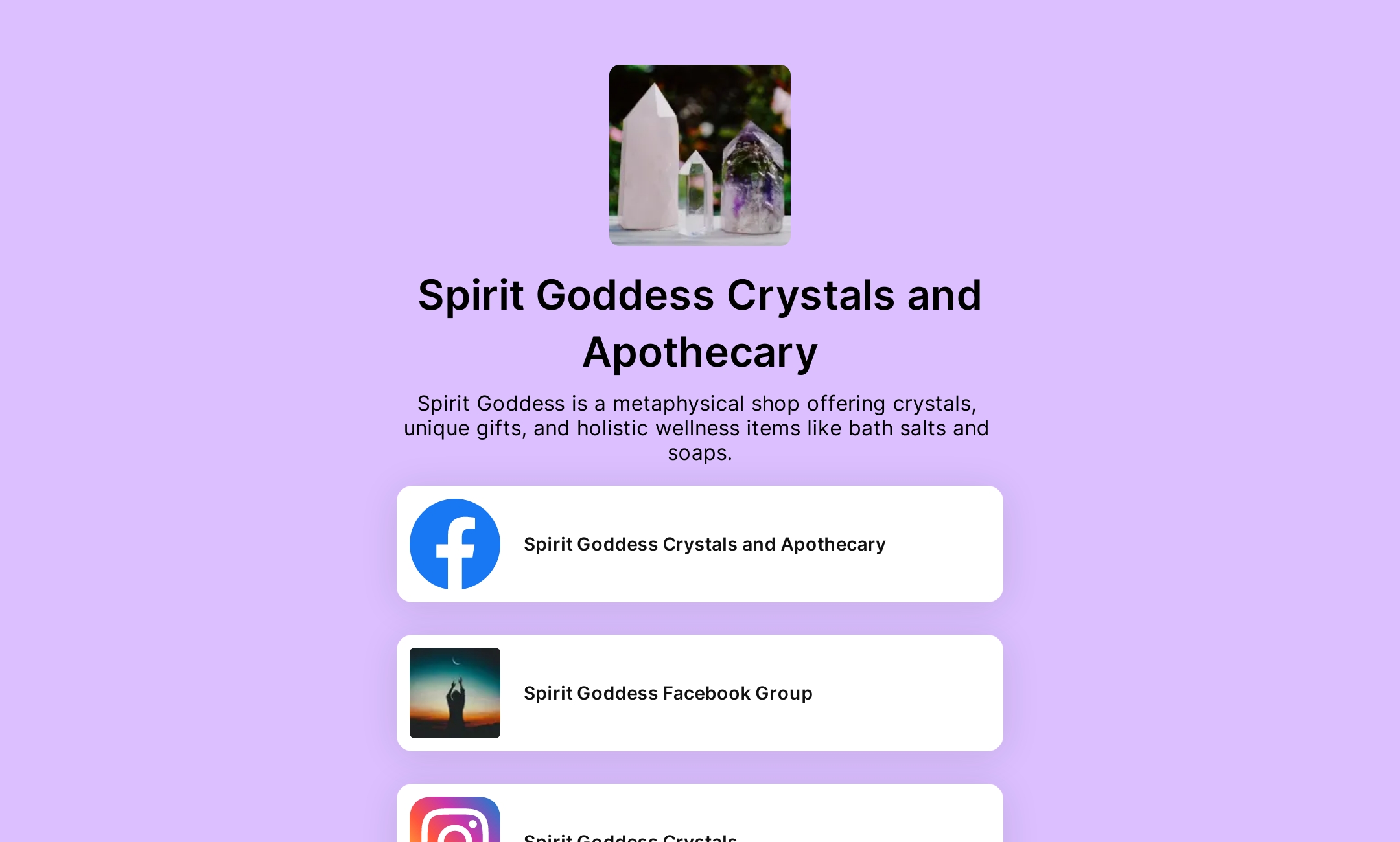 Spirit Goddess Crystals and Apothecary's Flowpage