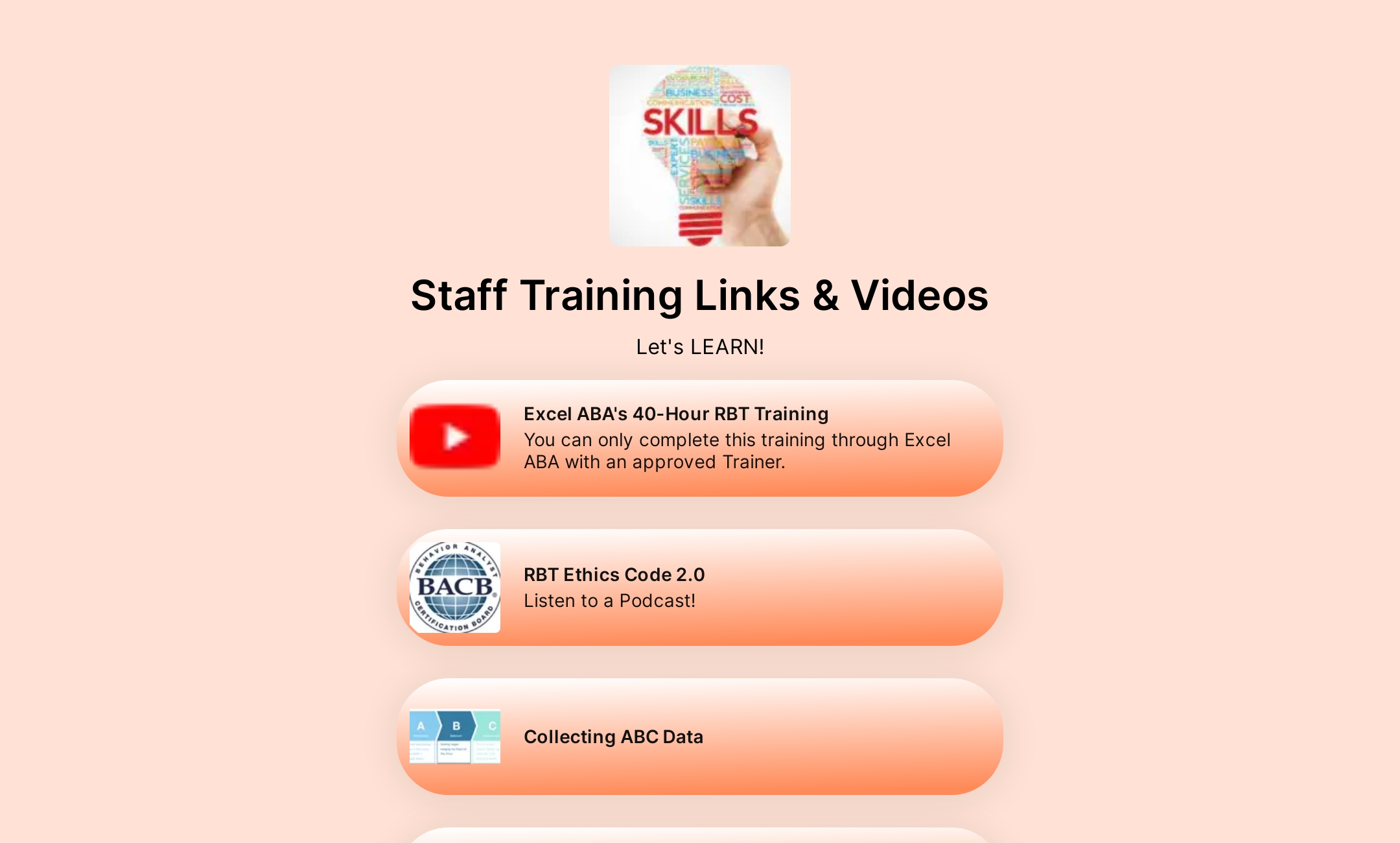 Staff Training Links & Videos' Flowpage