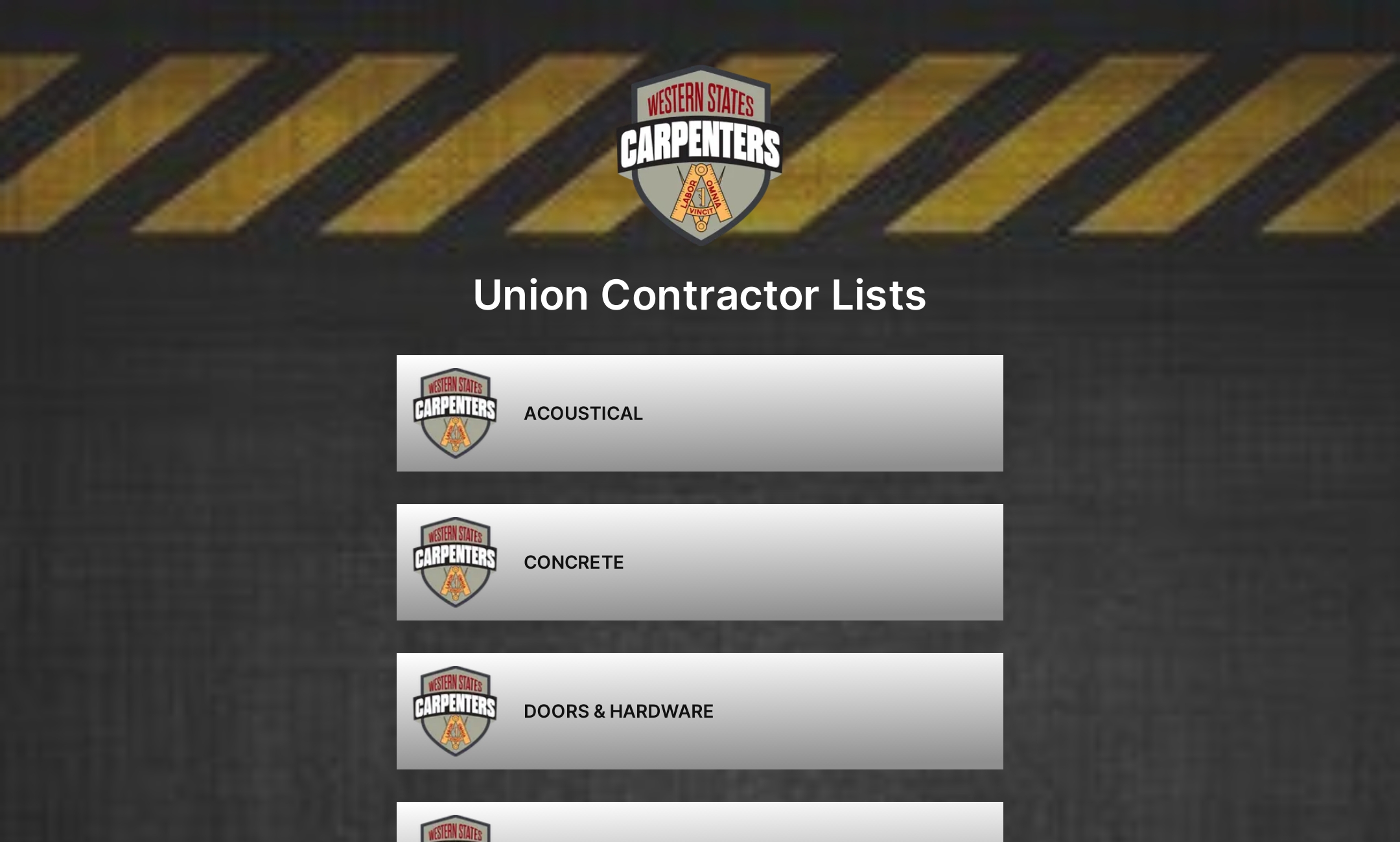 Union Contractor Lists' Flowpage
