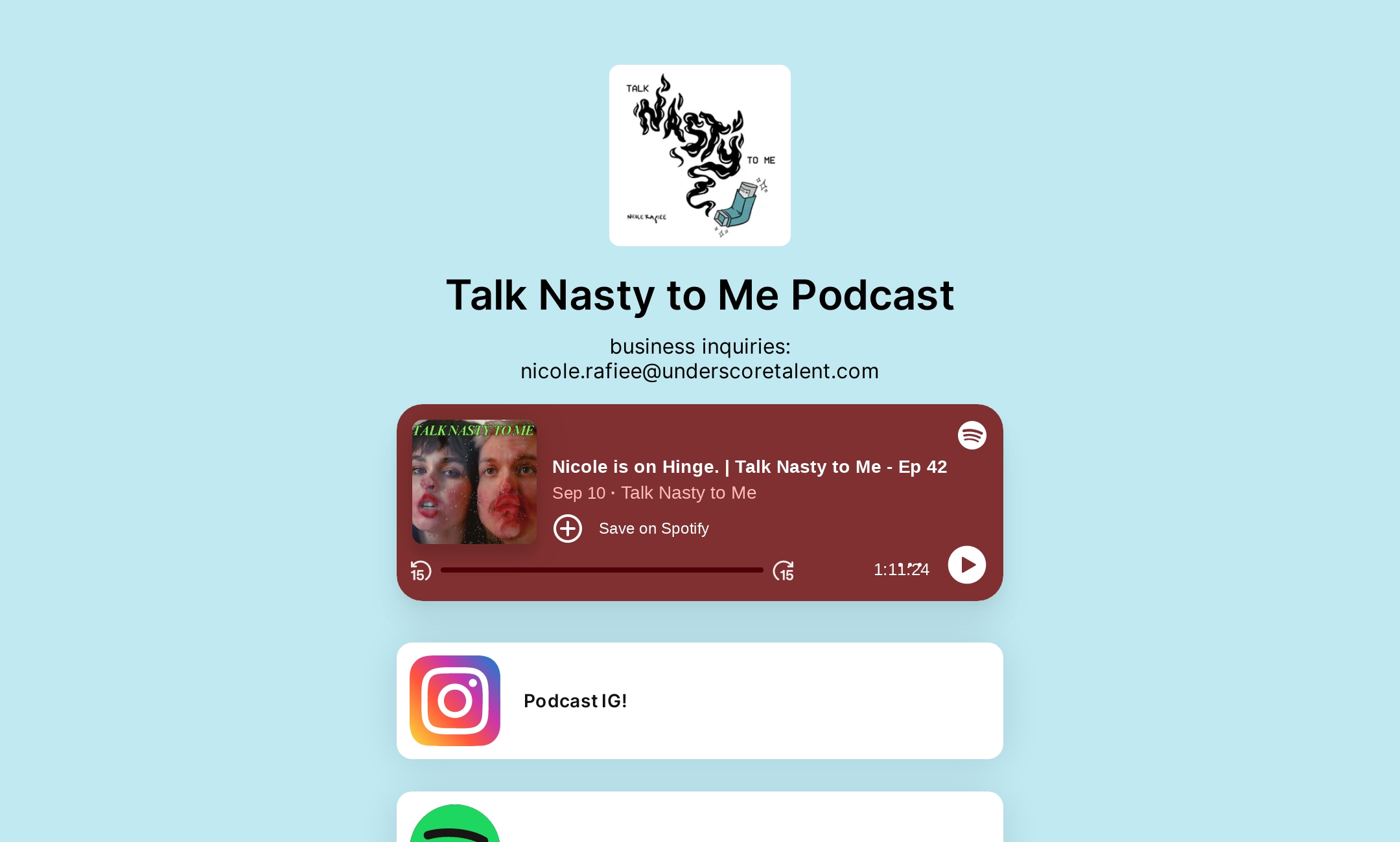 Talk Nasty to Me Podcast's Flowpage