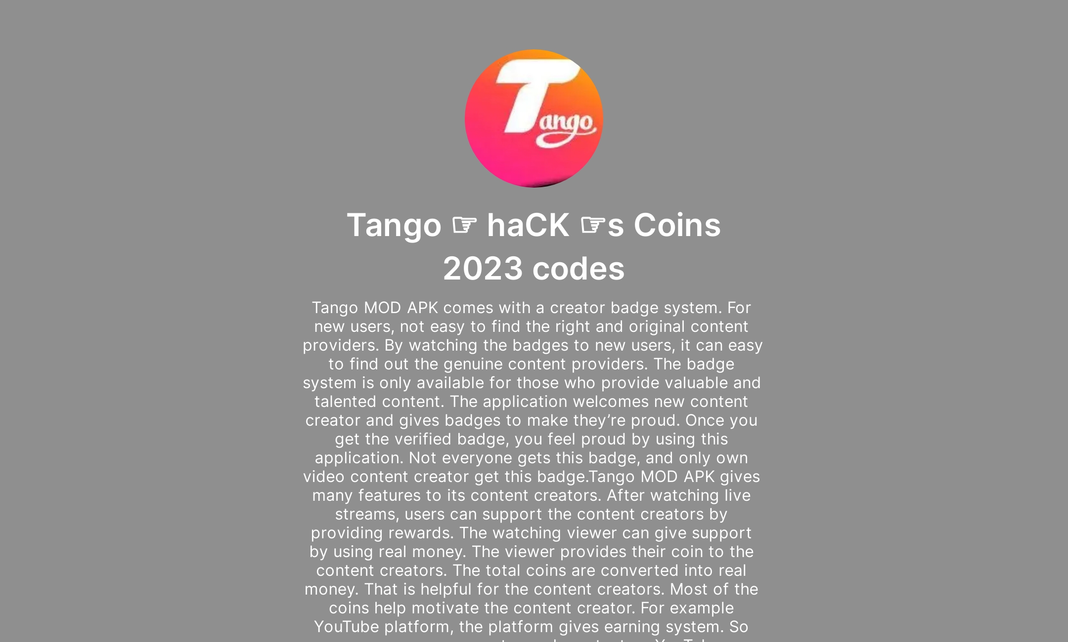 Tango ☞ haCK ☞s Coins 2023 codes' Flowpage