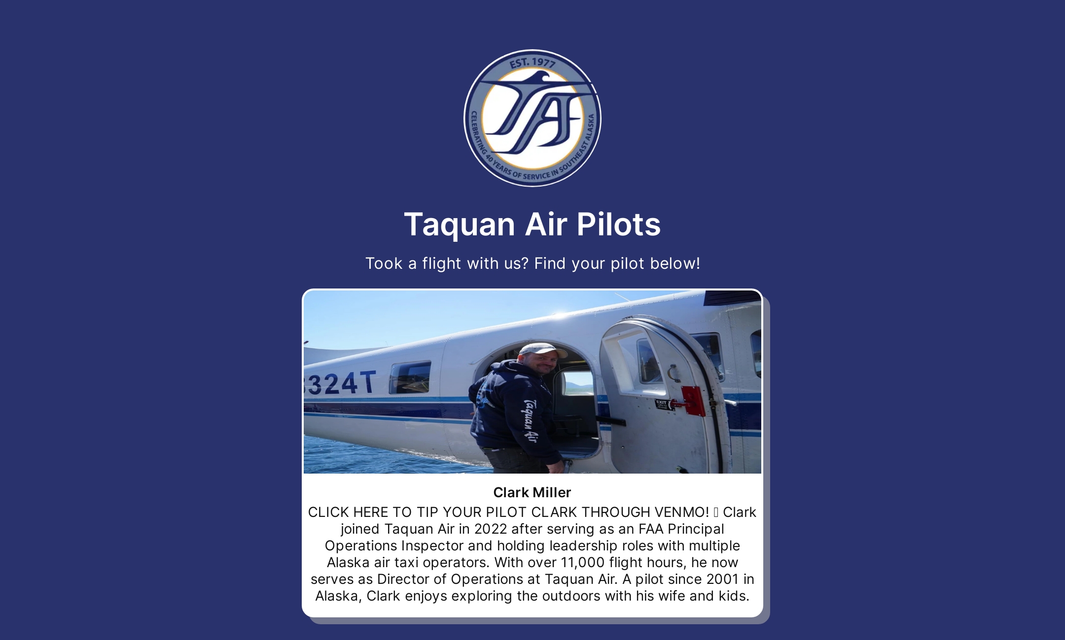 Taquan Air Pilots' Flowpage