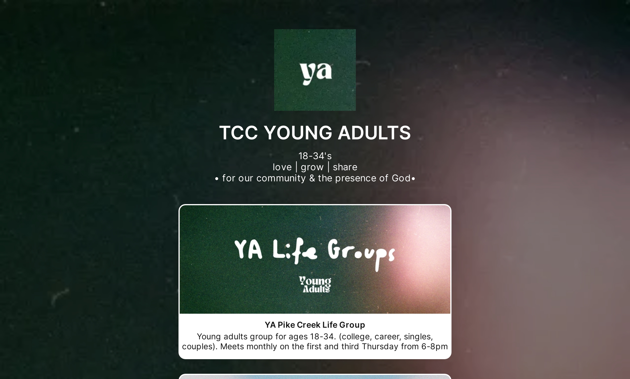 TCC YOUNG ADULTS's Flowpage